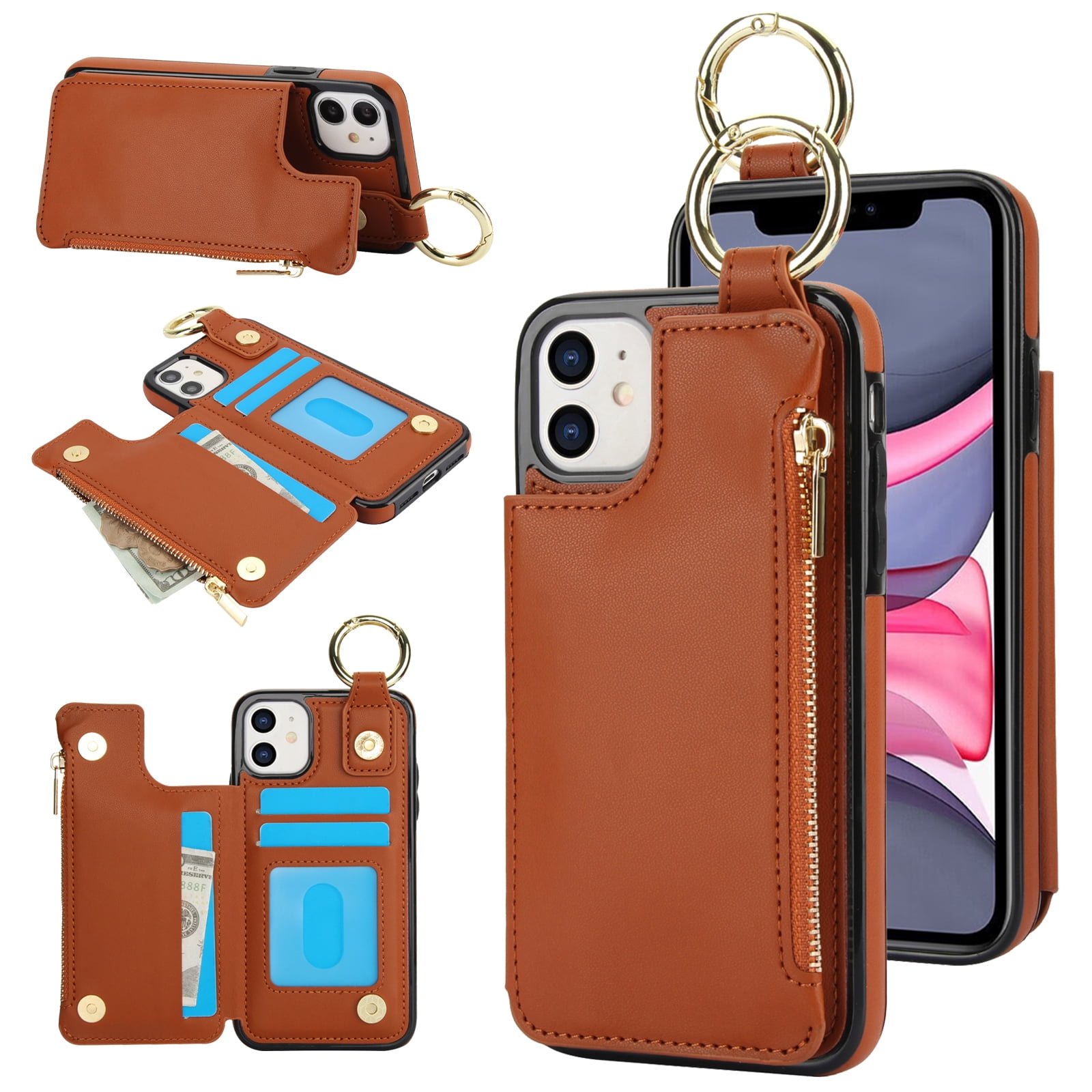 Allytechgroup iPhone 13 Wallet Case, RFID Blocking Zipper Pocket Ring ...
