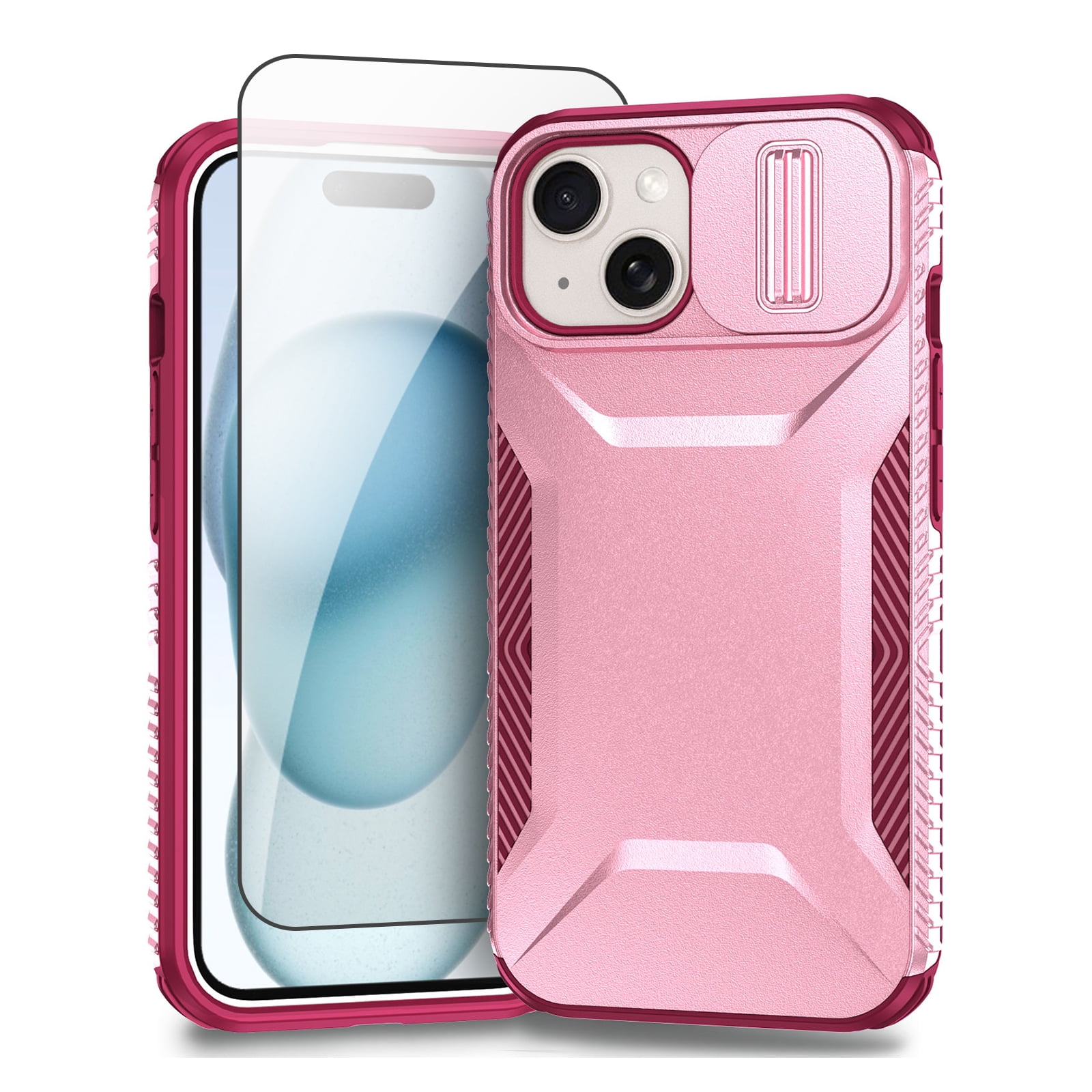 Allytechgroup iPhone 15 Case with Screen Protector, Rugged Hybrid TPU ...