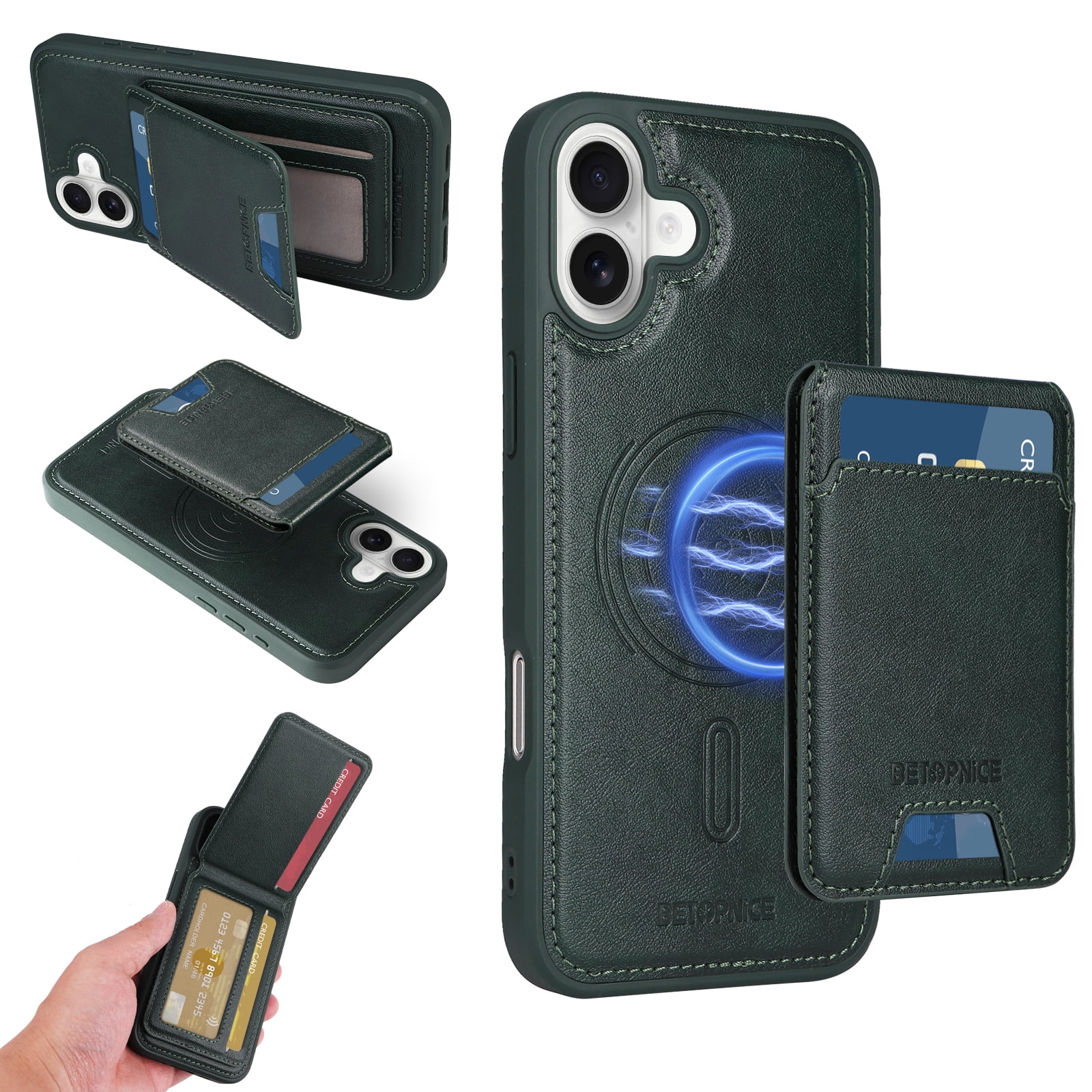 Allytechgroup for iPhone 16 Back Cover Case with Magnetic Credit Card ...