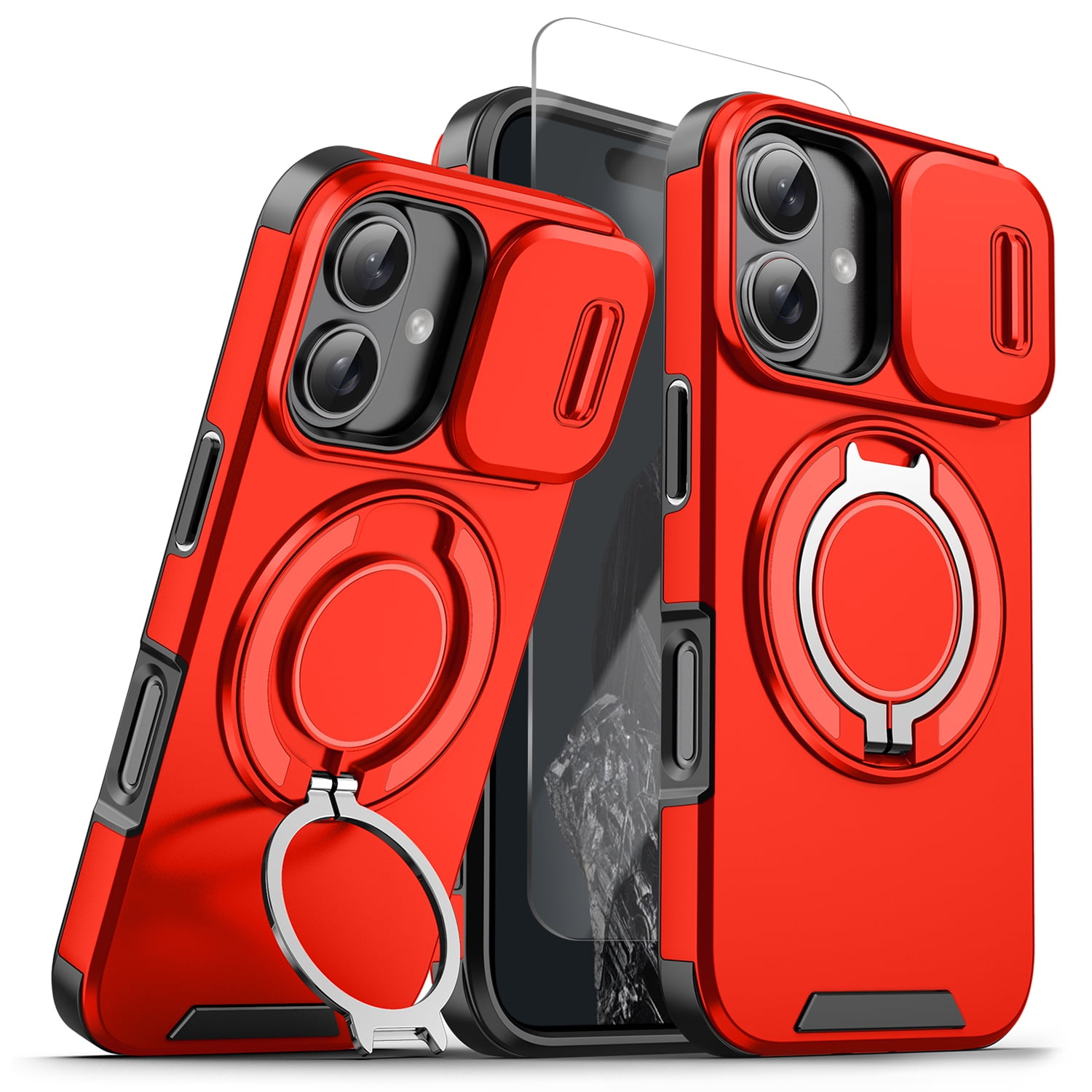 Allytechgroup for iPhone 16 Case with Stand, [Slide Camera Cover] with 1X Screen Protectors ...