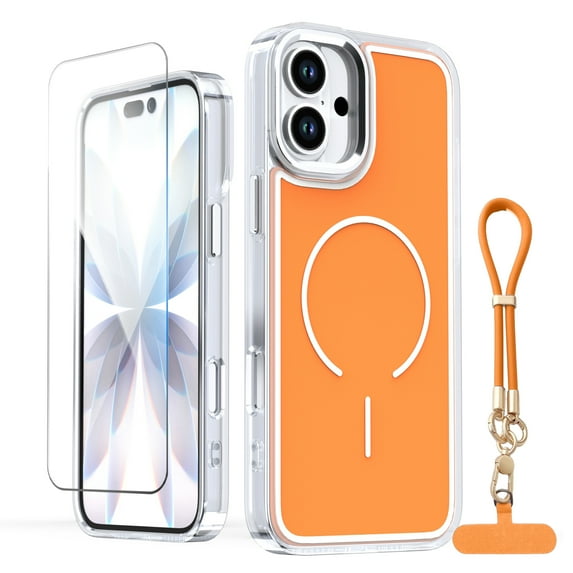 Allytechgroup iPhone 16 Case with Tempered Glass & Phone Lanyard ...
