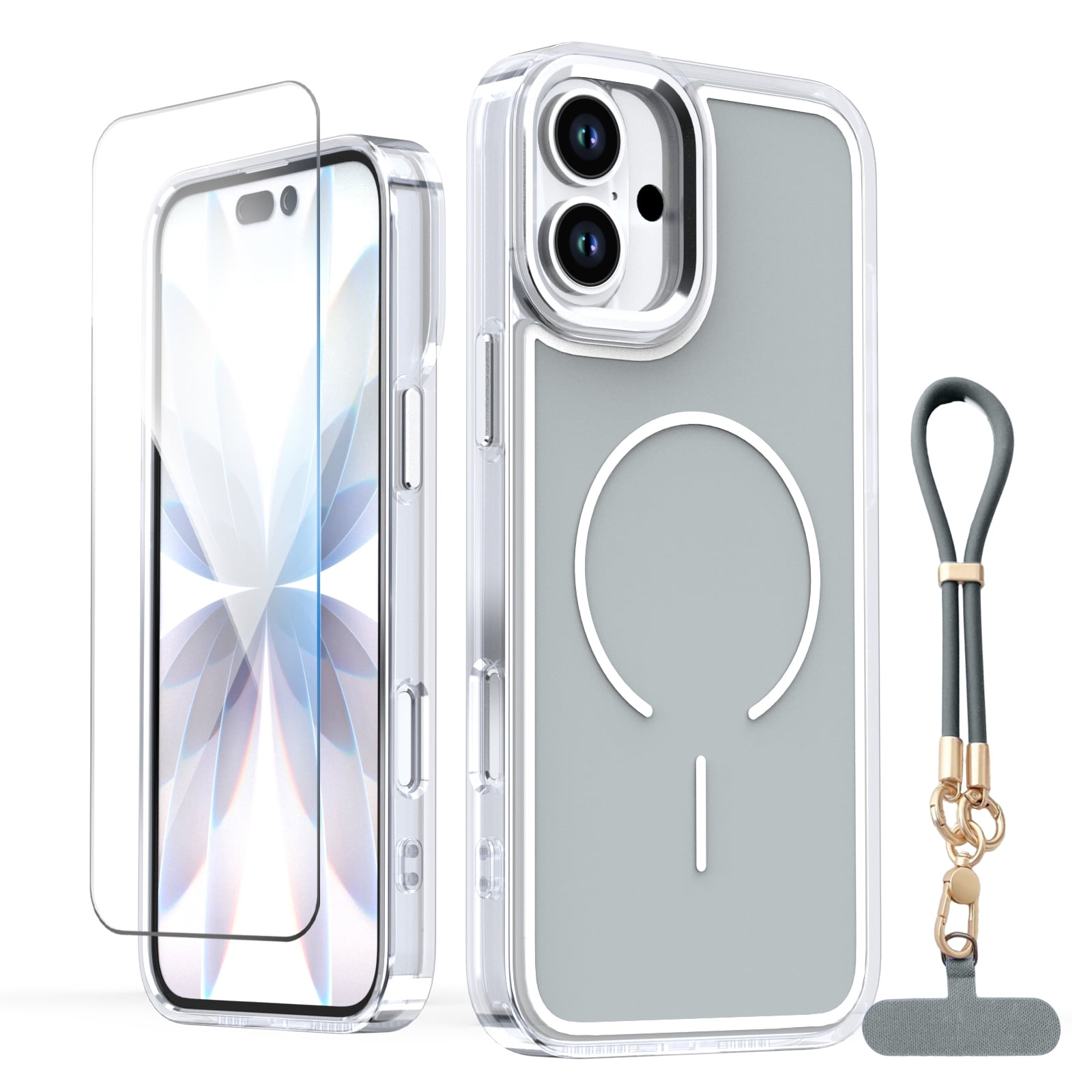 Allytechgroup iPhone 16 Plus Case with Tempered Glass & Phone Lanyard ...