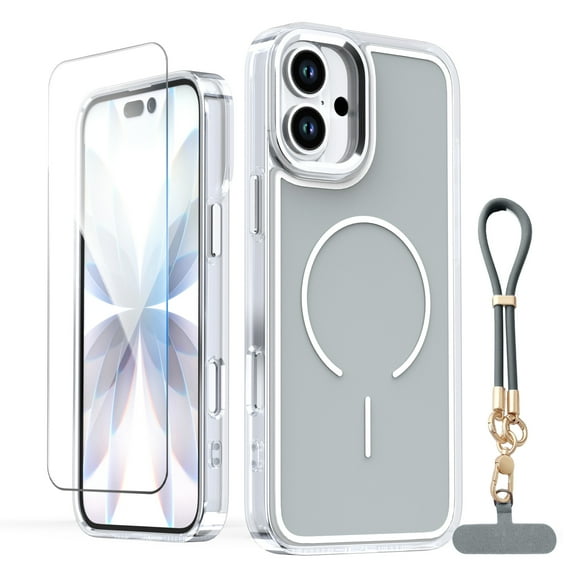 Allytechgroup iPhone 16 Plus Case with Tempered Glass & Phone Lanyard ...