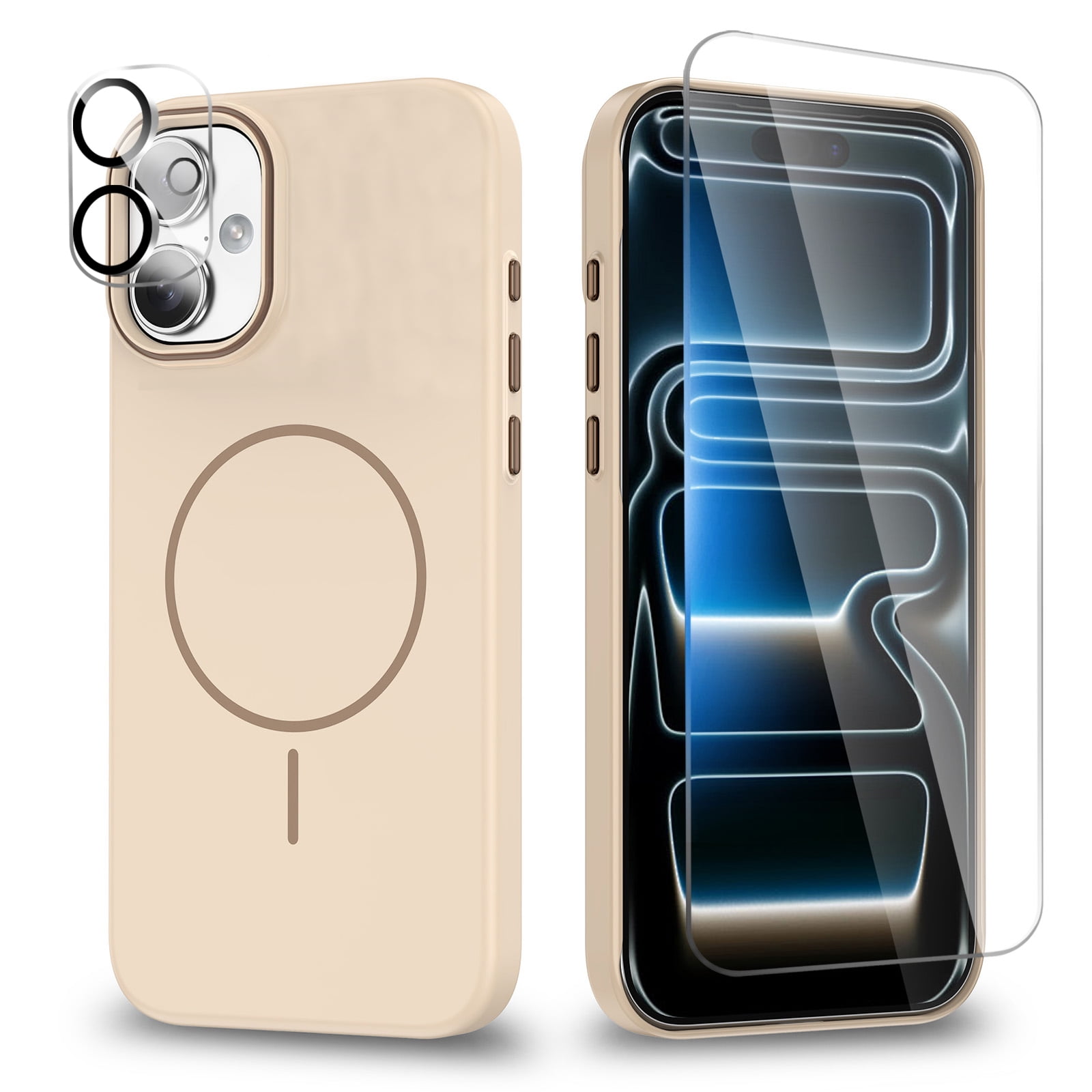 Allytechgroup iPhone 16 Plus Case with Tempered Glass Screen Protector ...