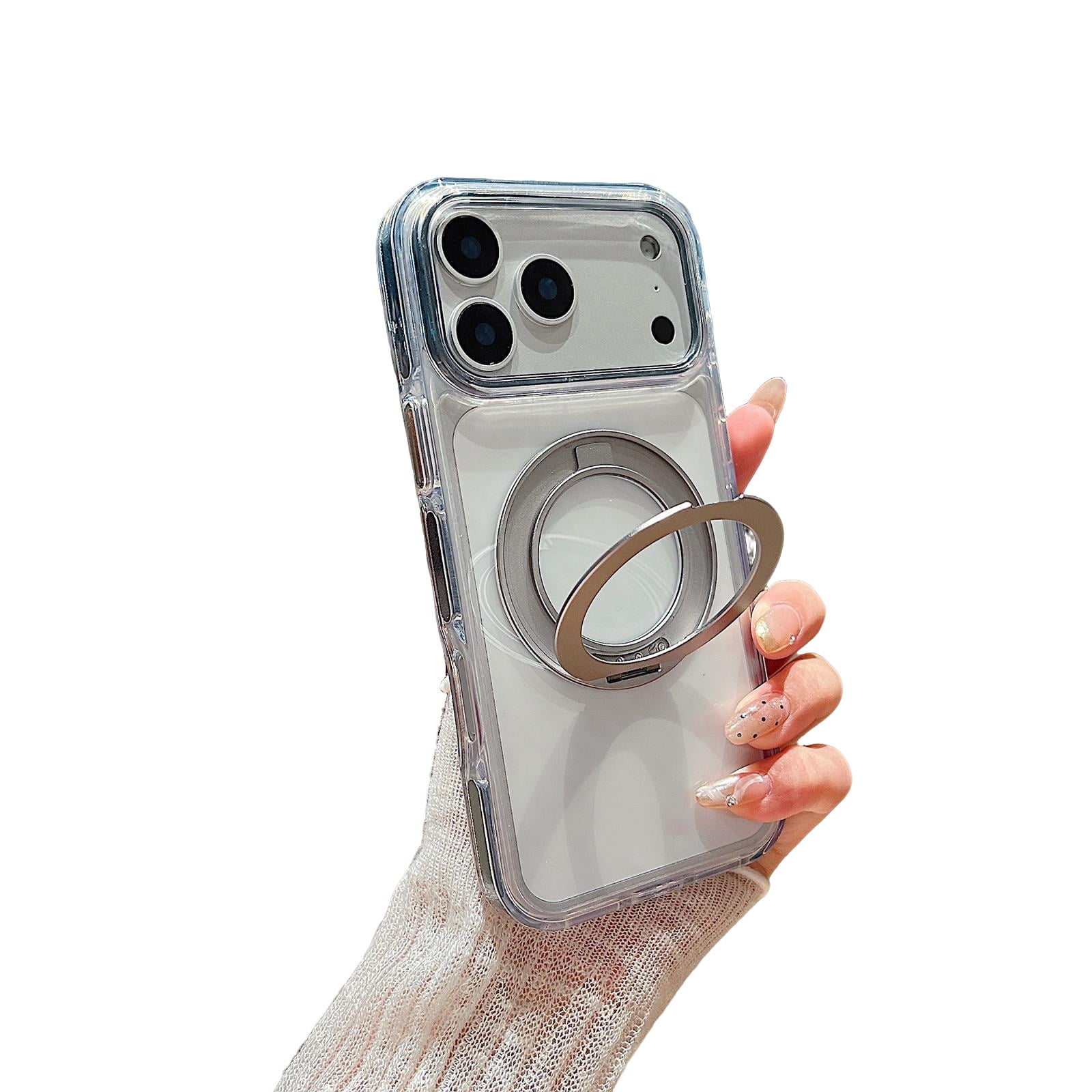 Allytechgroup iPhone 16 Pro Max Case with Magnetic Ring Stand, Crystal ...
