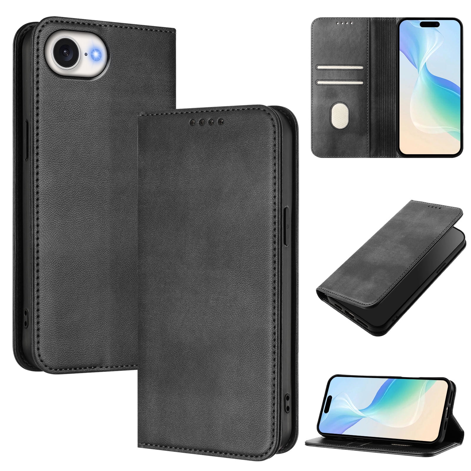 Allytechgroup for Apple iPhone 16e Case Folio Stand RFID Blocking ...