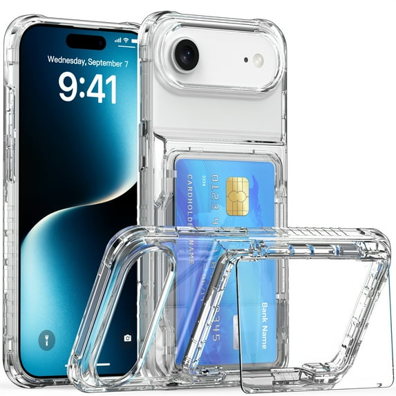 Allytechgroup for iPhone Air Slim Wallet Case, Crystal Clear Cover with ...