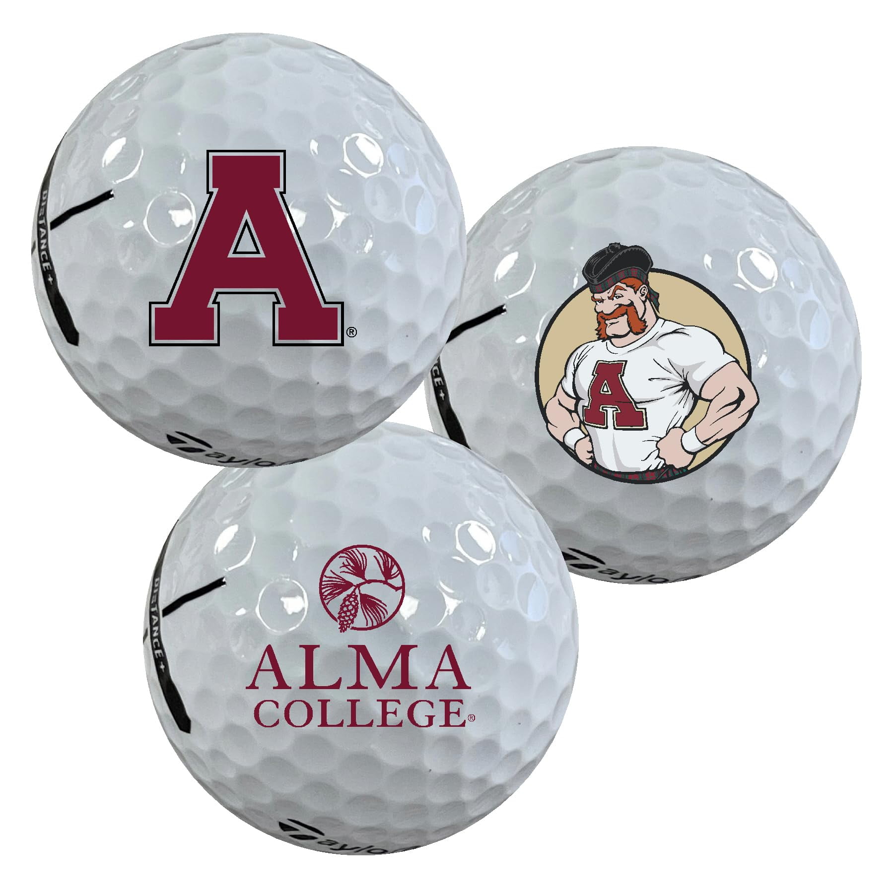 Alma College Scots Logo Edition Taylormade Distance+ Golf Balls 12-Pack ...
