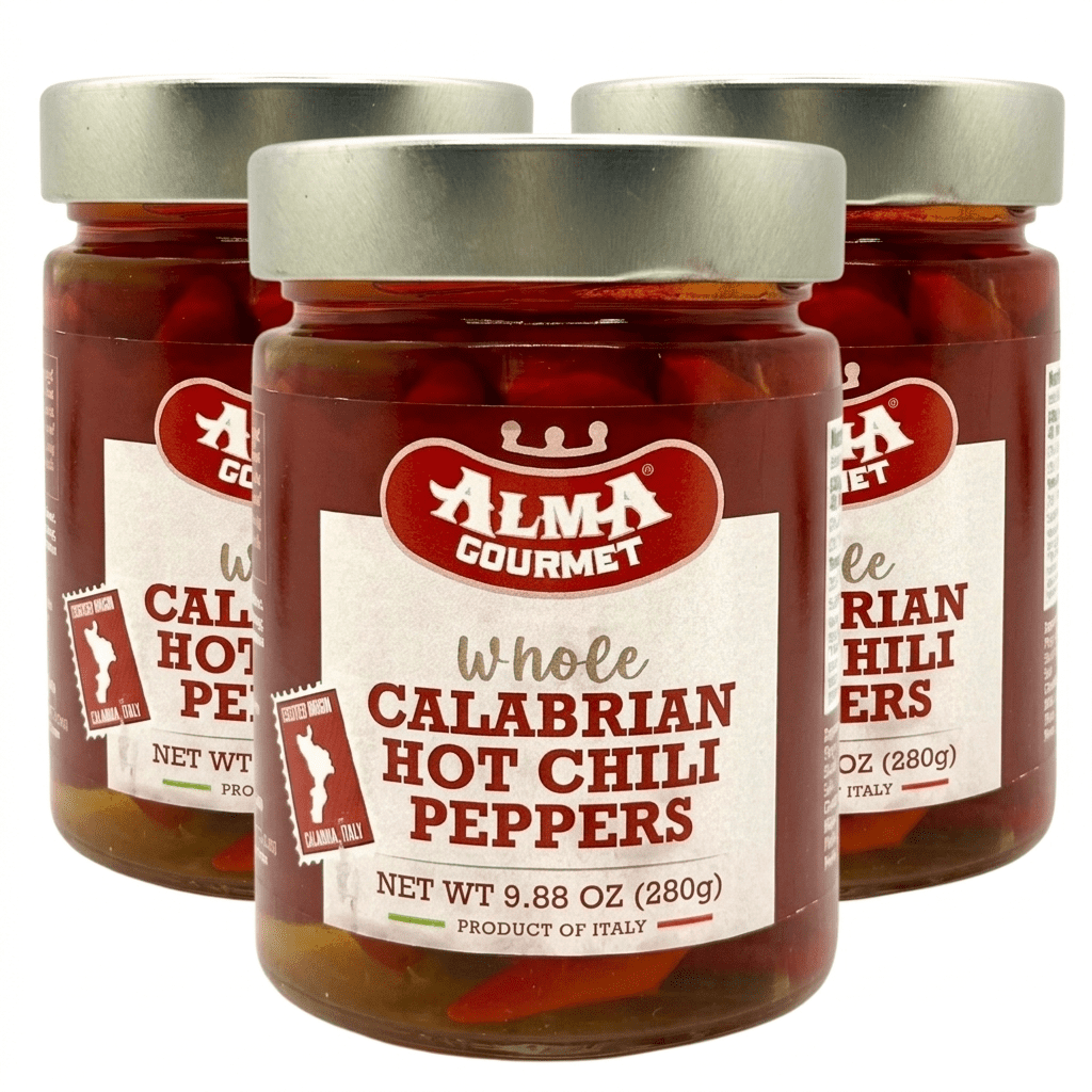 Alma Gourmet Whole Calabrian Chili Peppers in Oil, 9.88 oz (280 g ...
