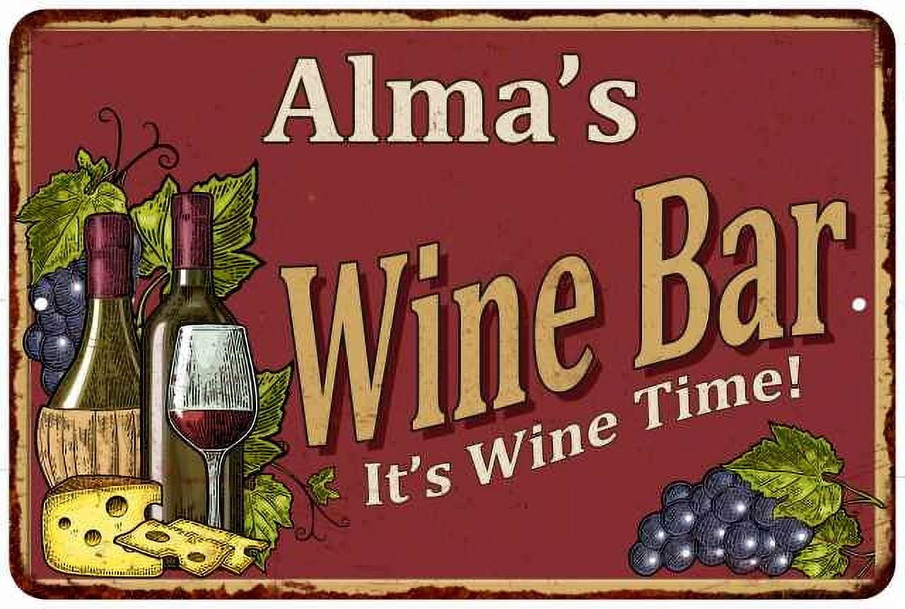 Alma's Red Wine Bar Gift Metal 8x12 Sign Home Decor 108120054197 ...