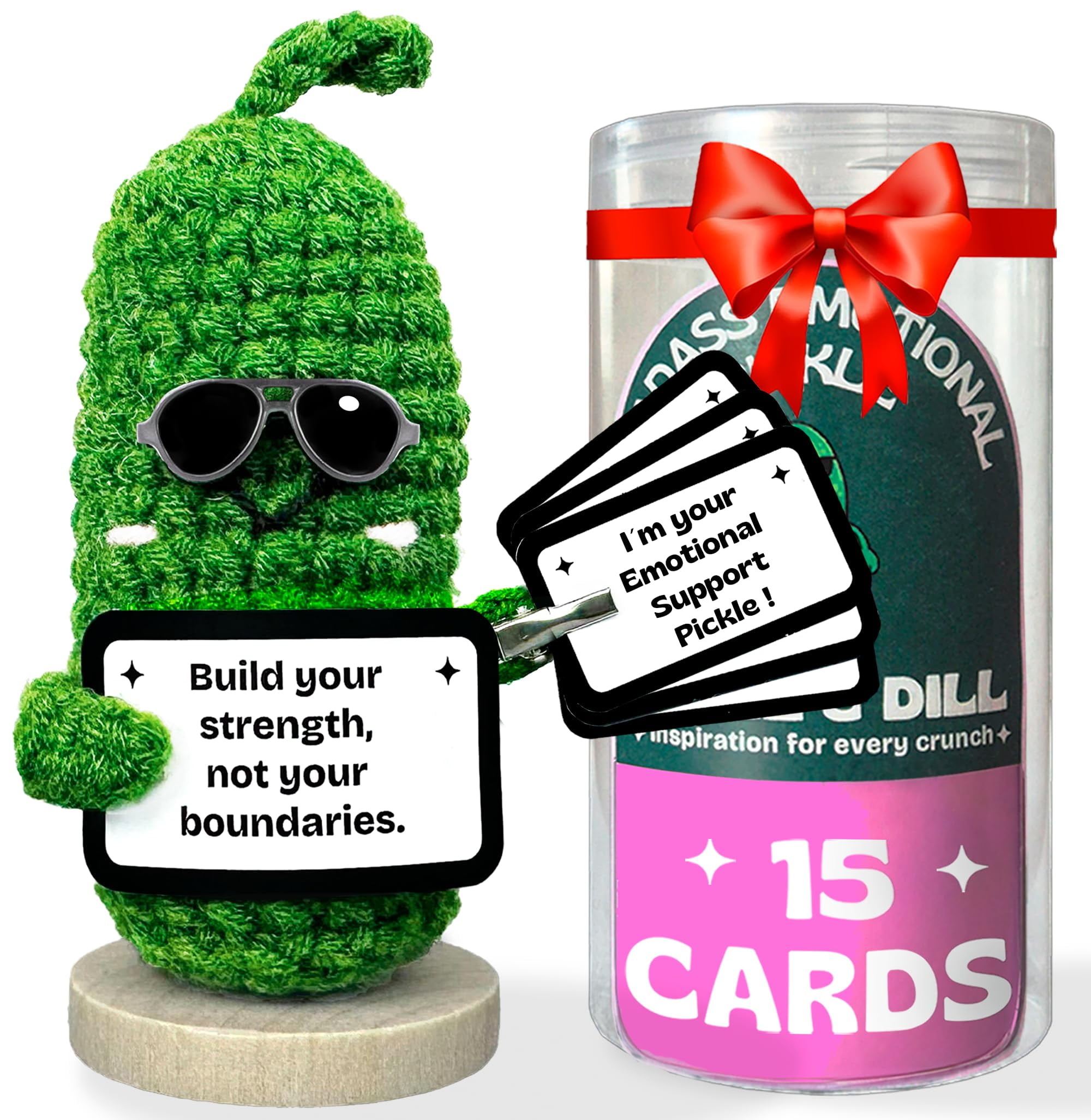 Almacura Premium Emotional Support Pickle Gifts - Positive Crochet Animals with Swappable ...
