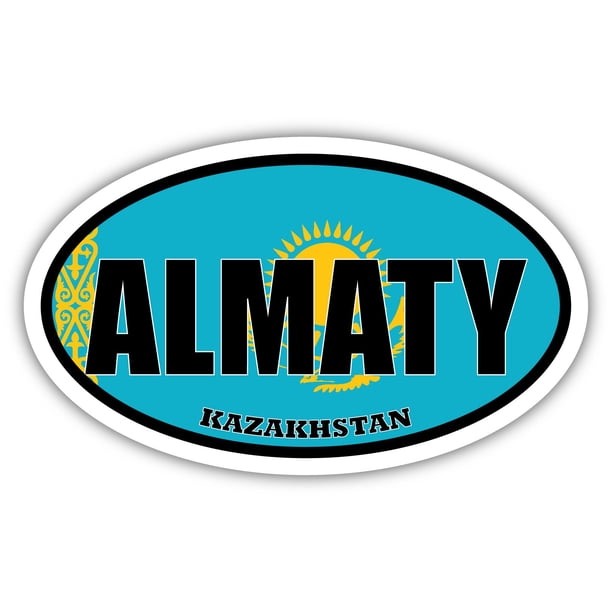 Almaty Kazakhstan Flag Oval Decal Vinyl Bumper Sticker 3x5 inches ...