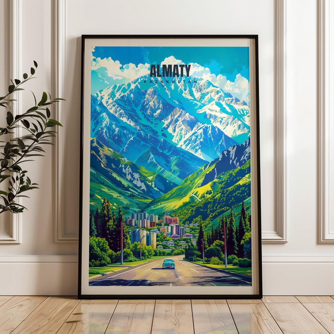Almaty Kazakhstan Travel Print Vibrant Cityscape Art Unframed Paper ...
