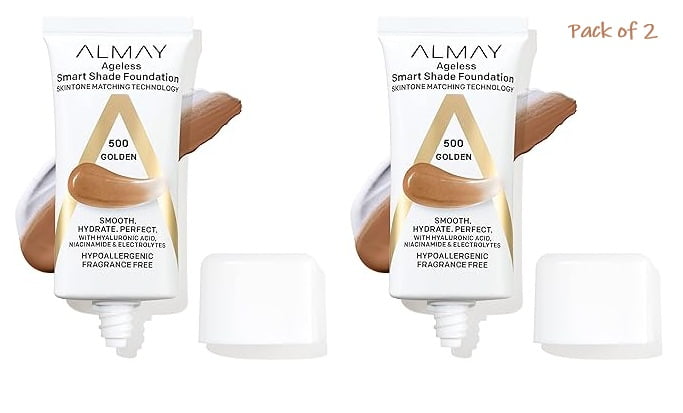Almay Ageless Smart Shade Liquid Foundation Makeup, Hypoallergenic, 500 ...
