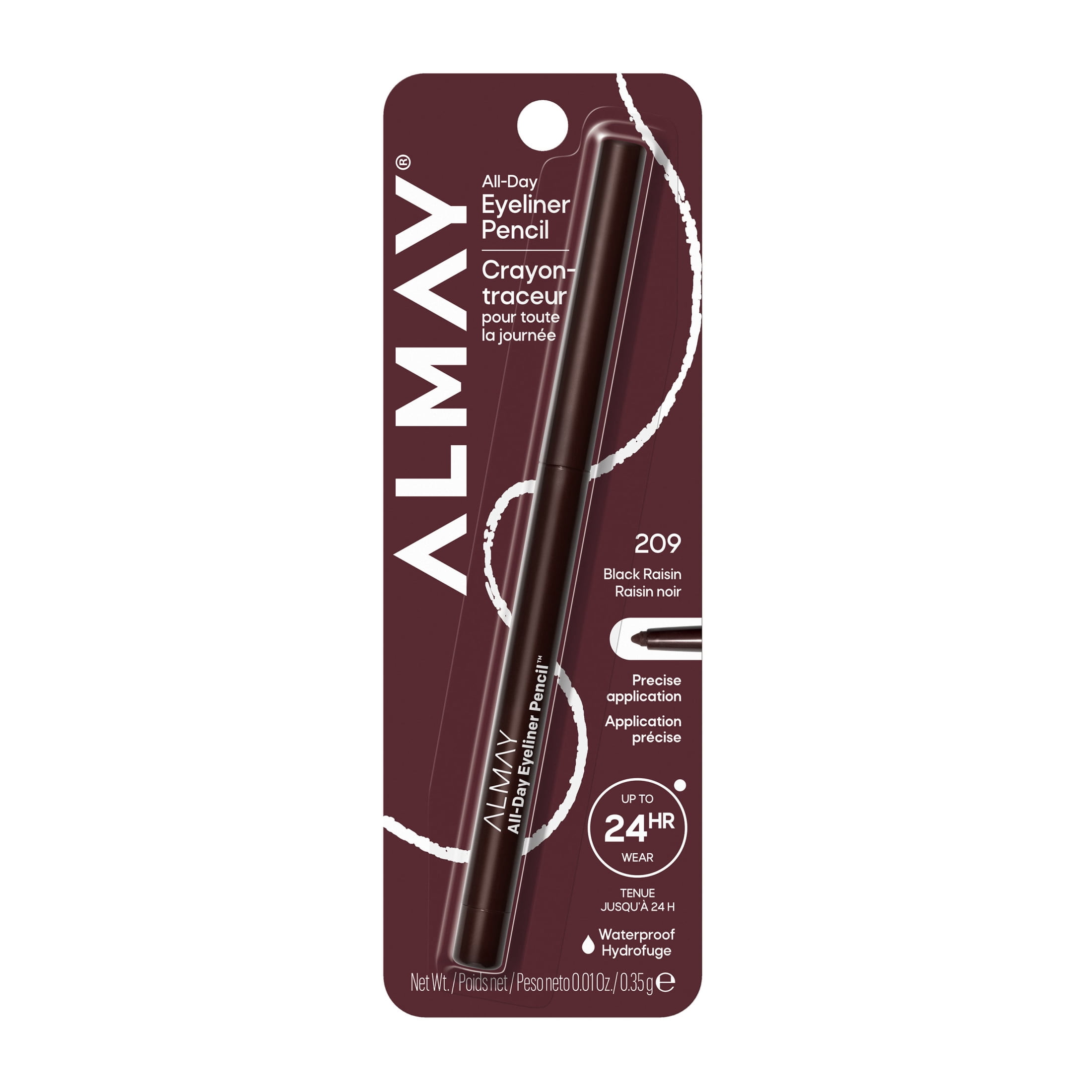 Almay All-Day Eyeliner Pencil, 209 Black Raisin, Waterproof - Walmart.com