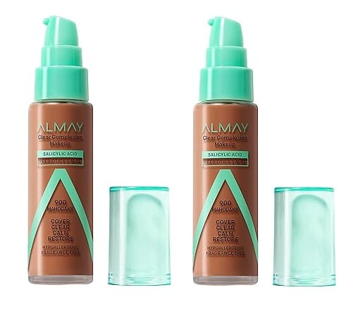 Almay Clear Complexion Foundation Makeup, Hypoallergenic, 900 Mahogany ...