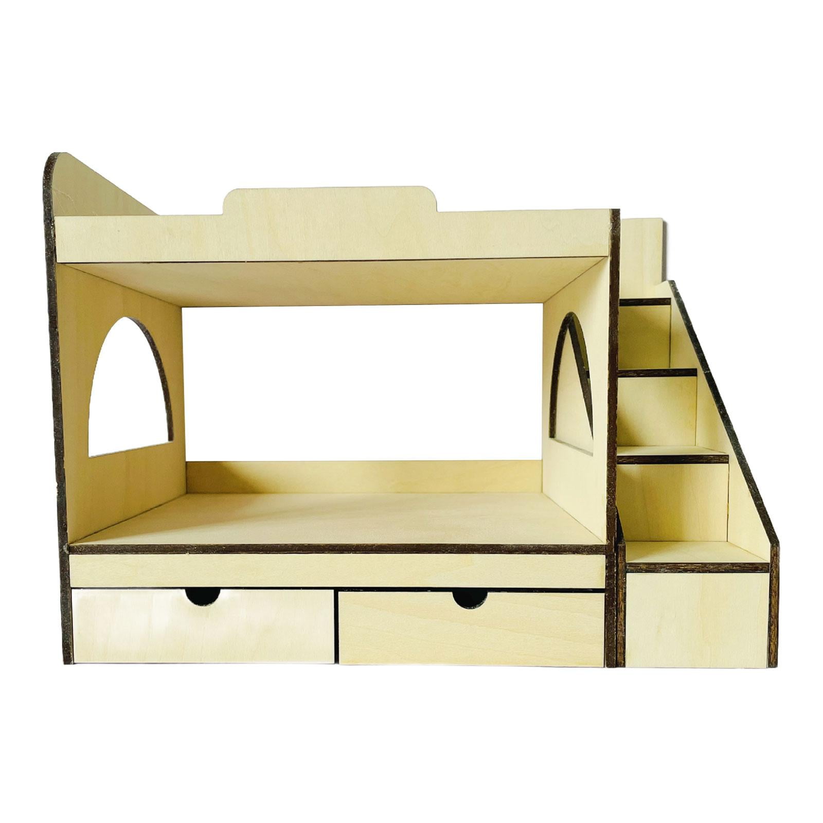 Almencla 1/12 Dollhouse Bunk Bed with Ladder Simulated Miniature ...