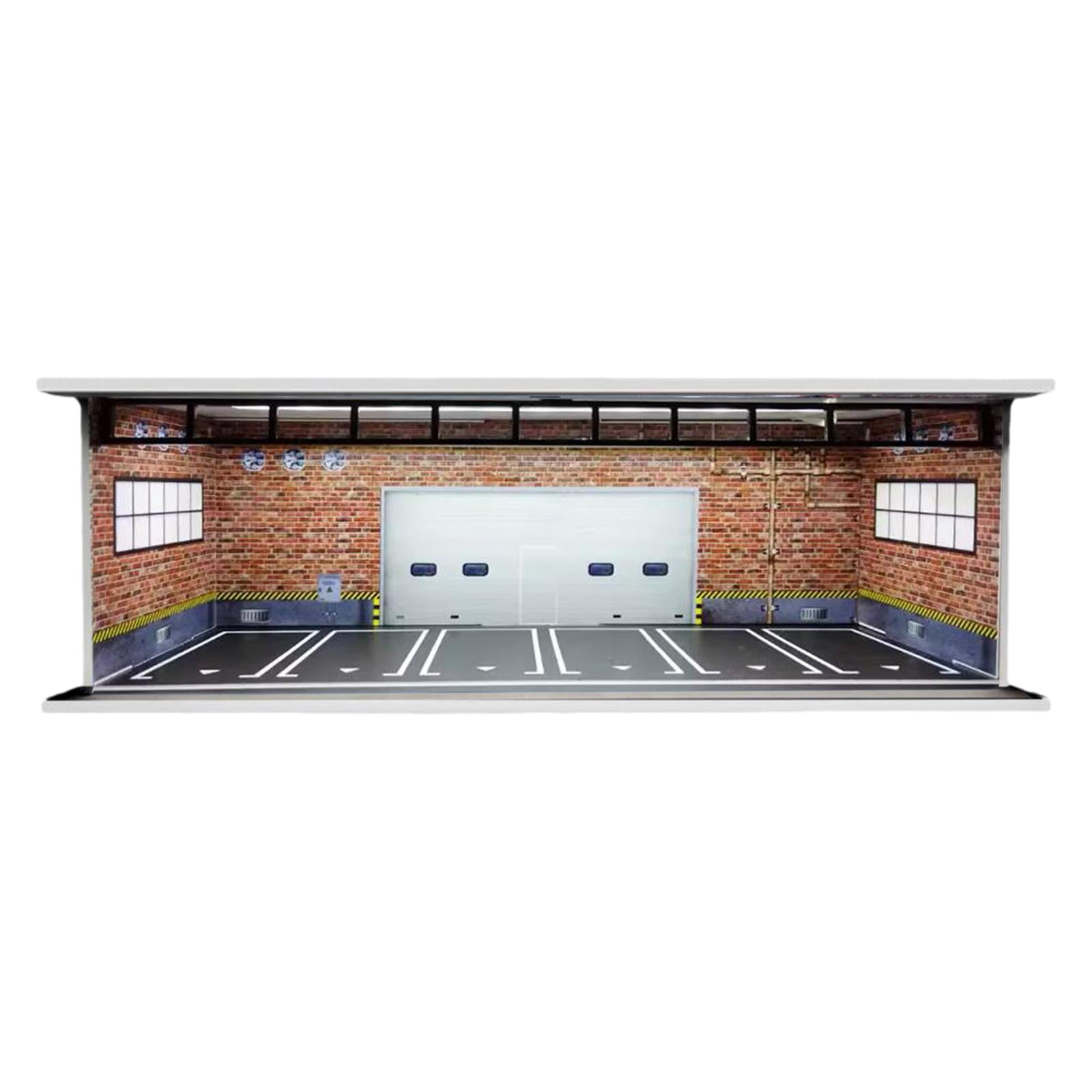 Almencla 1:64 Garage Display Case Vehicle Scene Toy Lighted Background ...