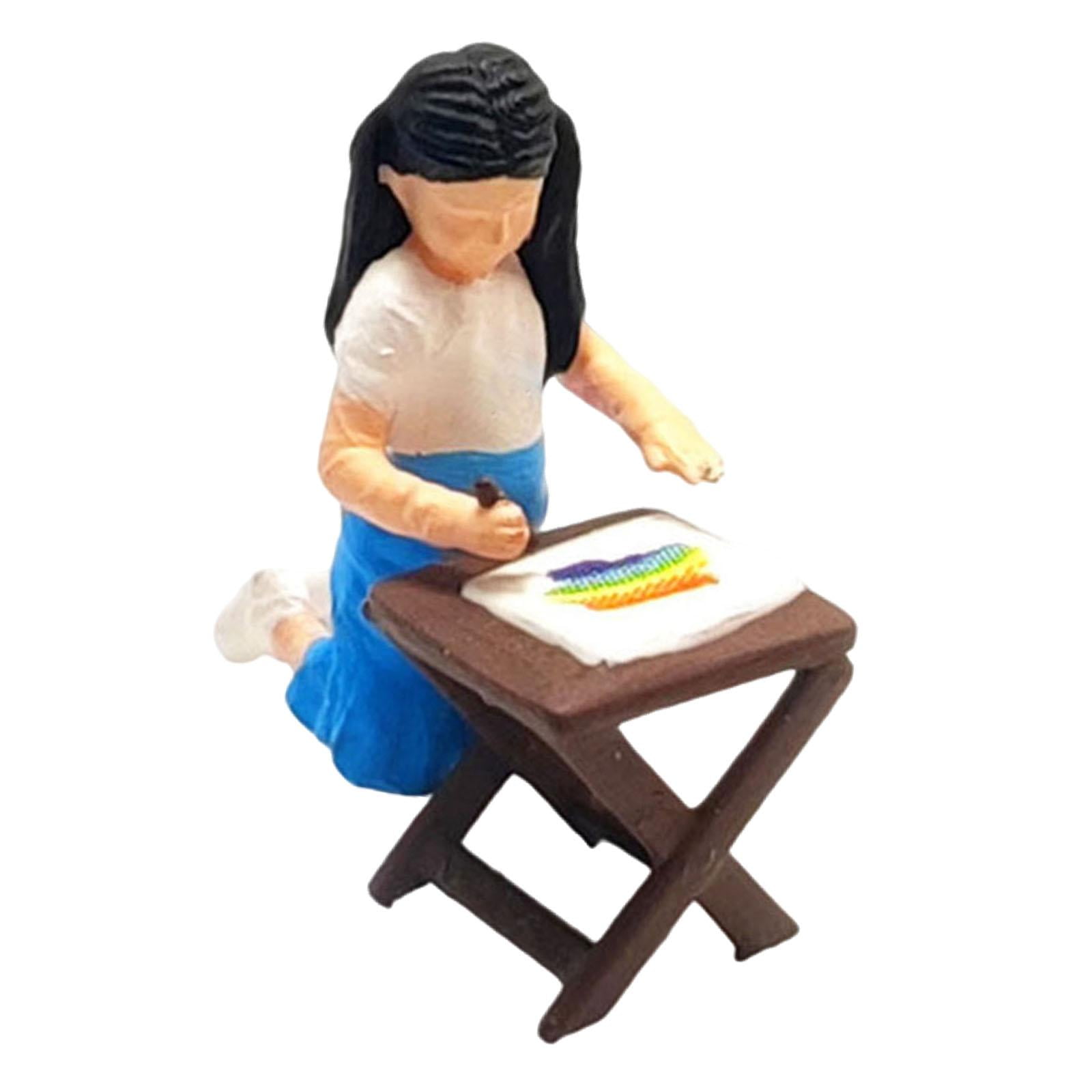 Almencla 1/64 Scale People Figures Drawing Girl Figure Crafts Desk ...