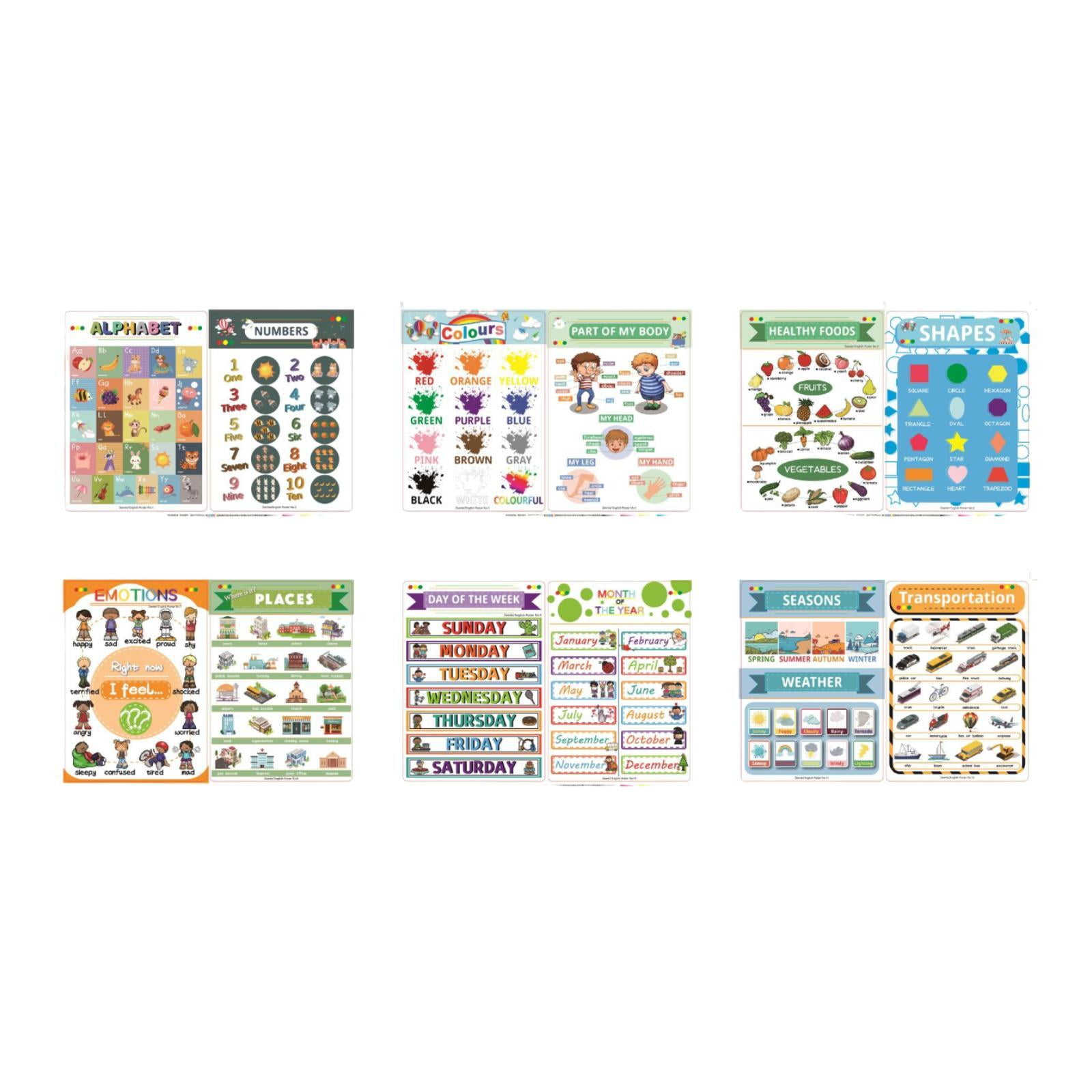 Almencla 12 Pieces Education Poster,Kindergarten,Wall Charts Wall Decor ...