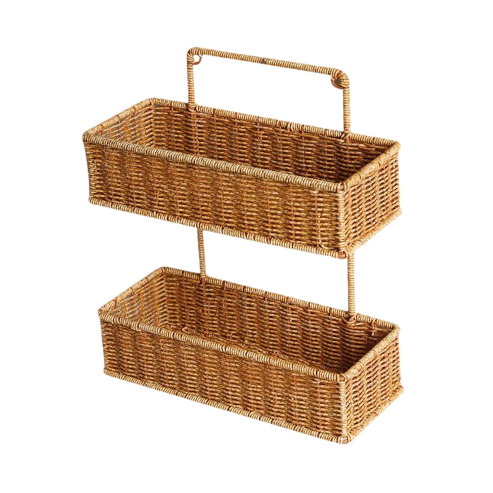 Almencla 2 Tier Hanging Fruit Basket Decorative Wall Basket for Home ...