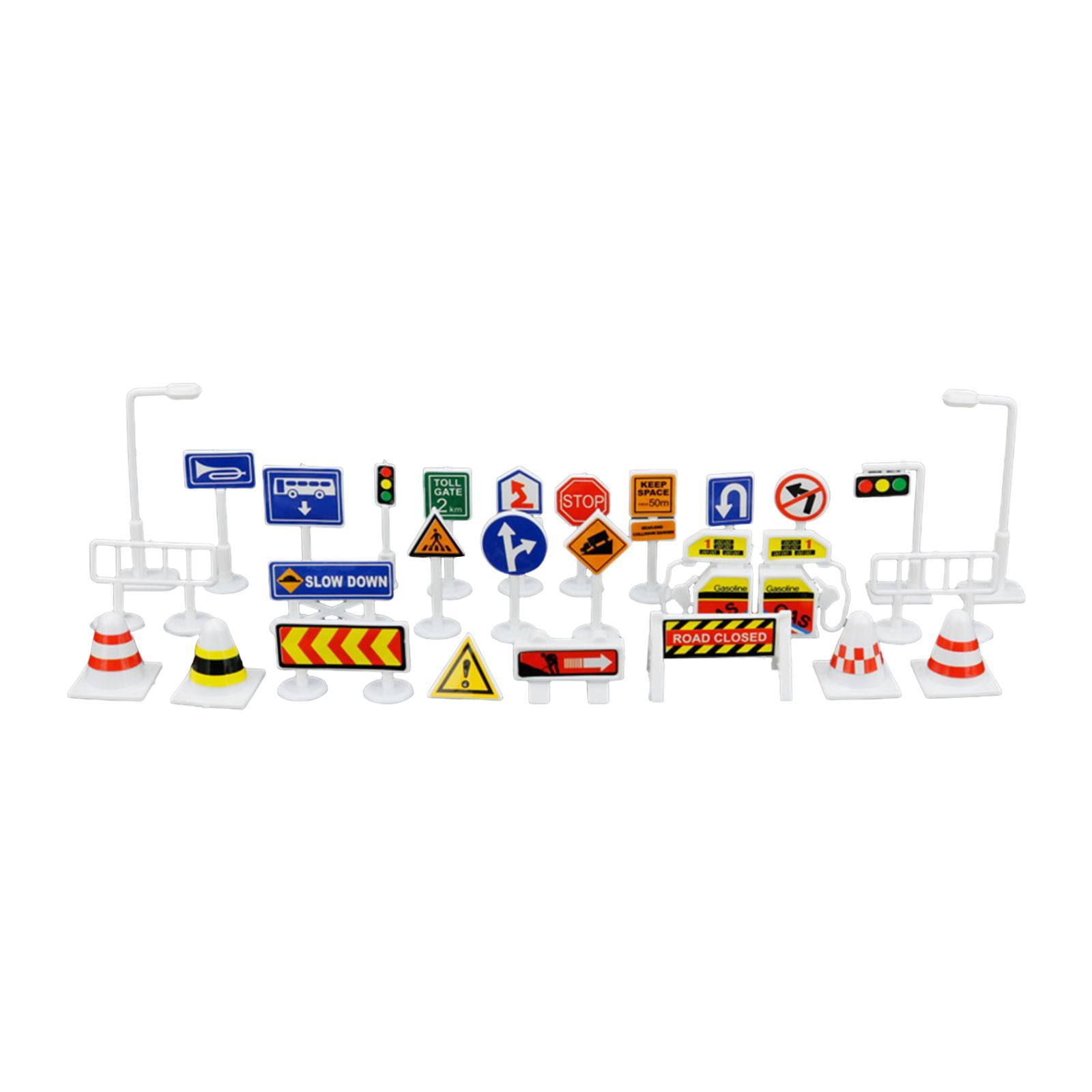 Almencla 28Pcs 1/64 Street Road Signs Playset Model Collections Garden ...