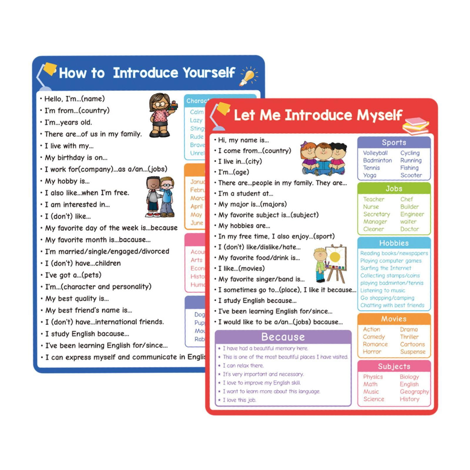 Almencla 2PCs English Learning Poster Pedagogical Poster Children ...