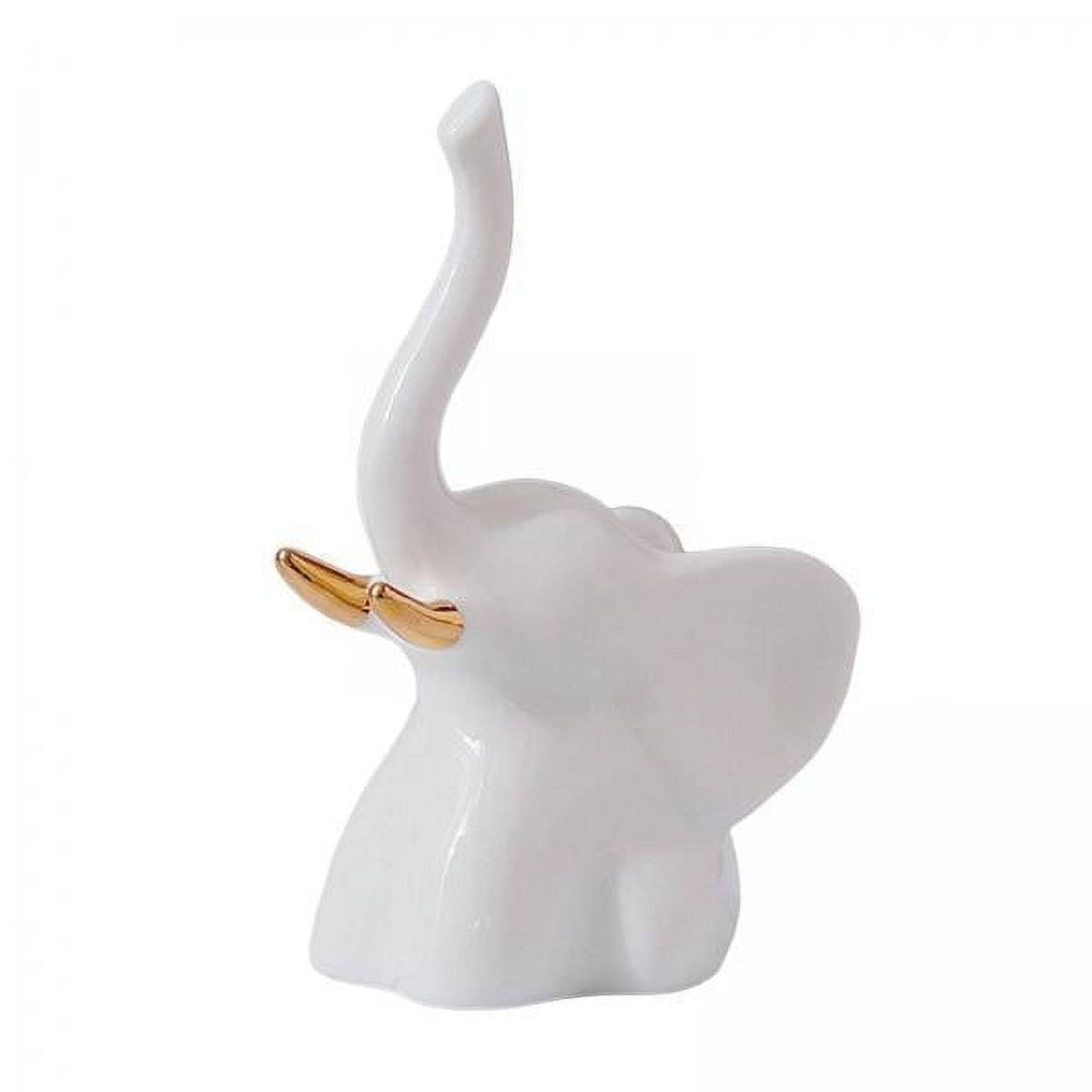 Almencla 4x Mini Elephant Statue Tabletop Ornament, Ceramic Art Crafts ...