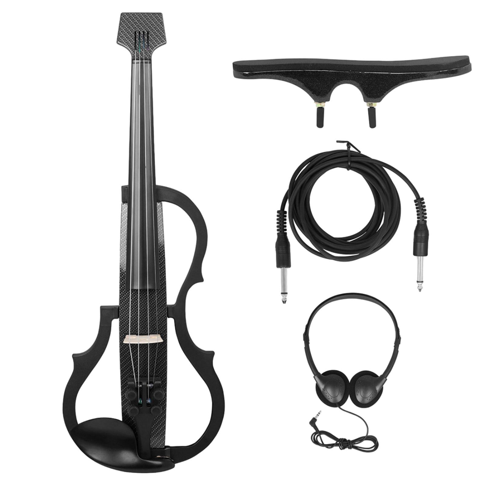 Almencla 4/4 Electric Violin with Shoulder Rest Headphone Carbon Fiber ...