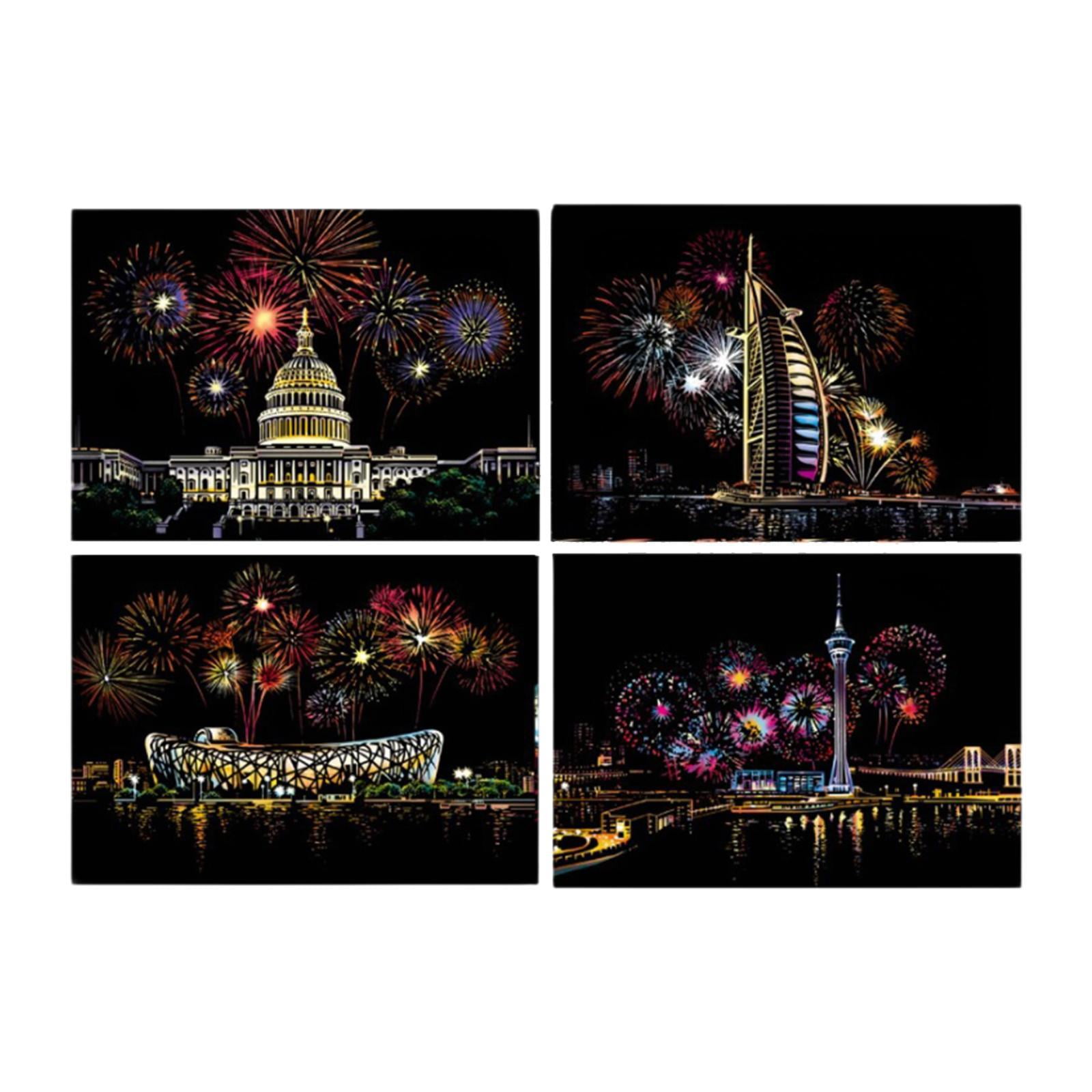 Almencla 4 Pieces Scratch Paper Art Set Black Scratch Sheets Drawing ...