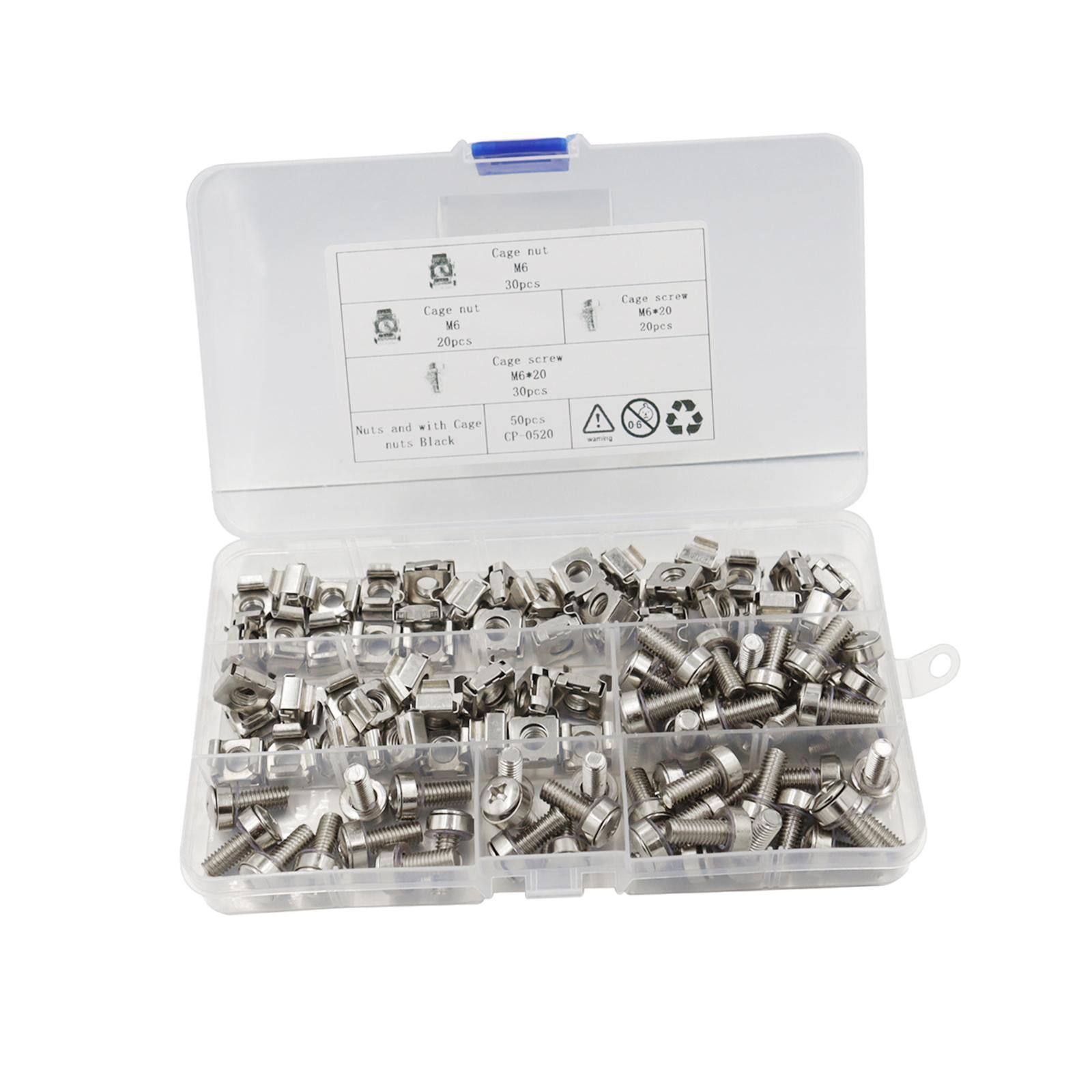 Almencla 50 Pieces M6 Cage Nuts and Mounting Screws Server Rack Screws ...