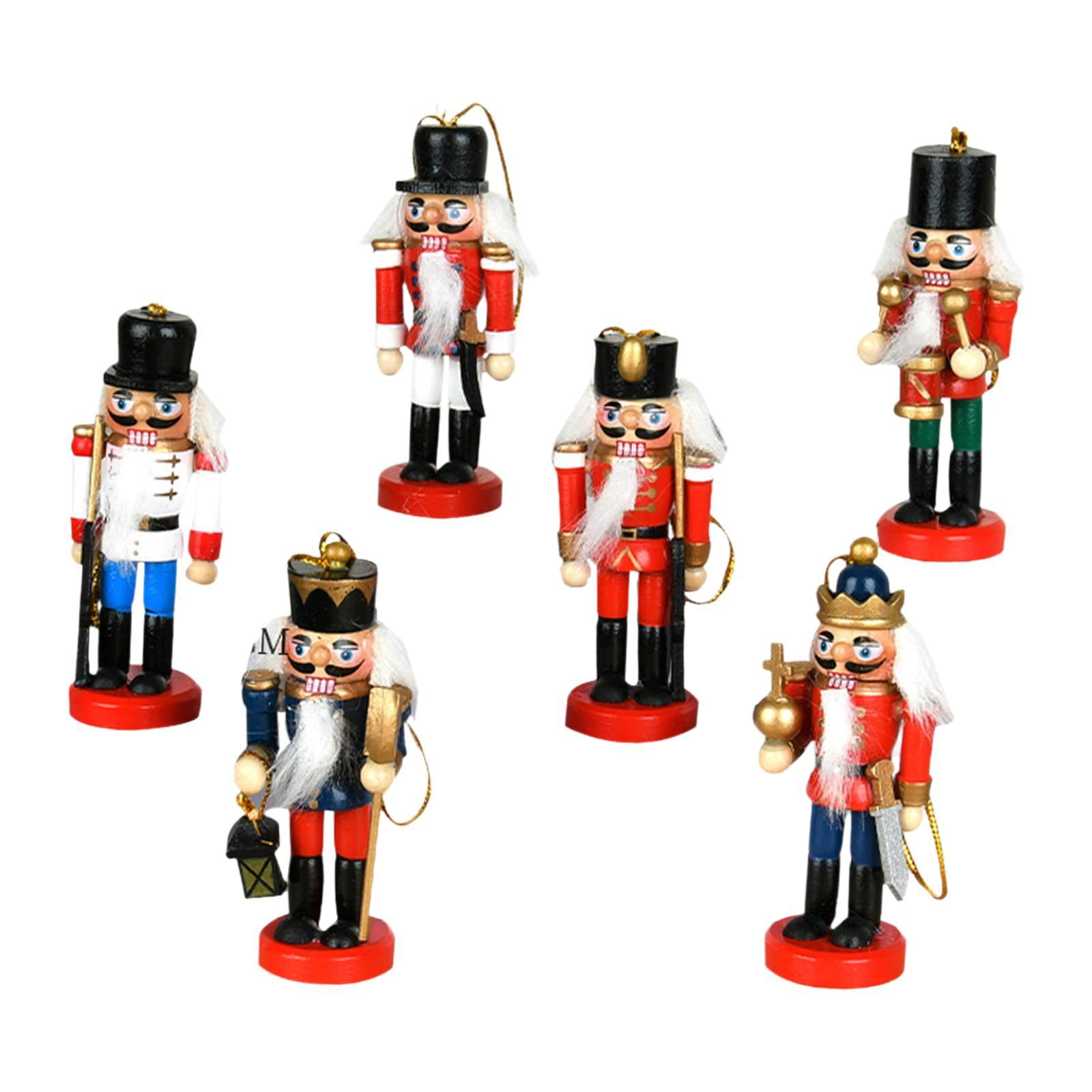 Almencla 6Pcs Wooden Nutcracker Figures Christmas Decorations Desktop ...