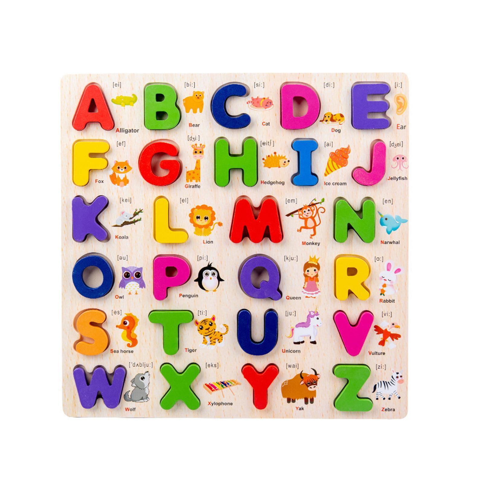 Almencla Alphabet Wooden Puzzle Alphabet Puzzle Set Birthday Gift ...