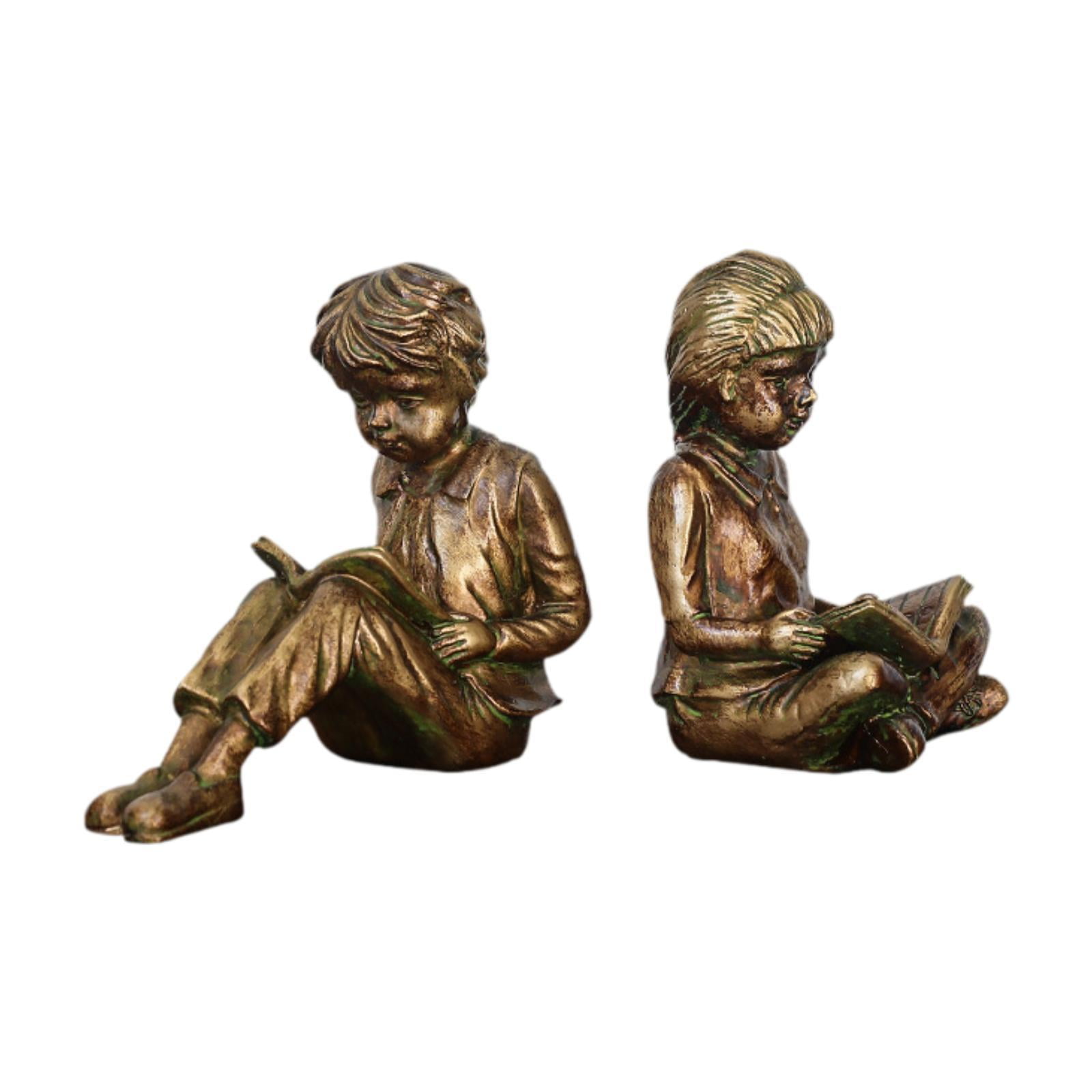 Almencla Boy Girl Reading Bookends Accessory Decorative Bookends for ...