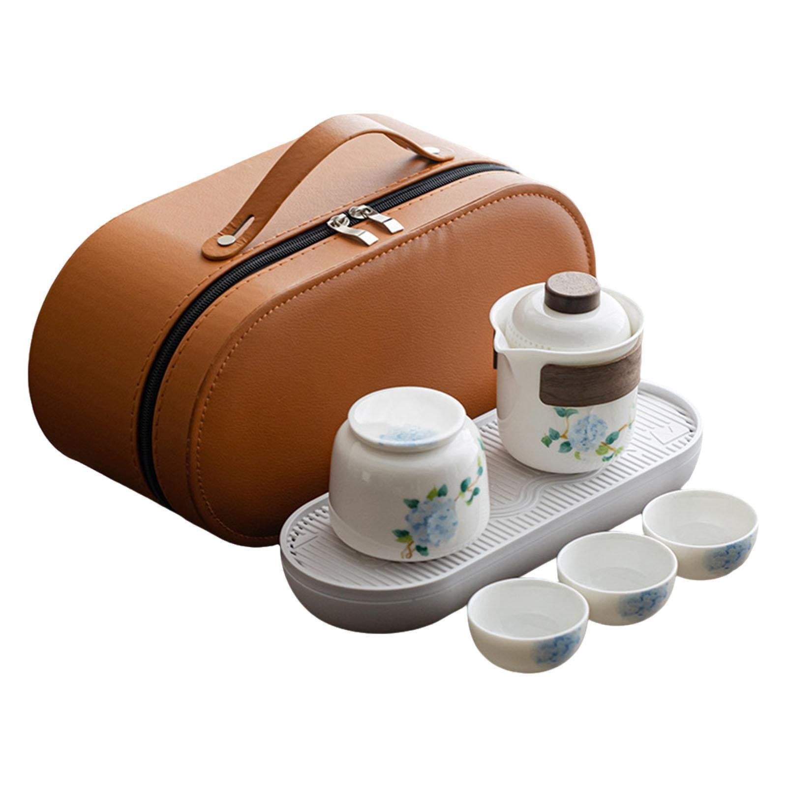 Almencla Chinese Tea Pot Cup Set Travel Ceramic Tea Set Teaware 3 Tea ...