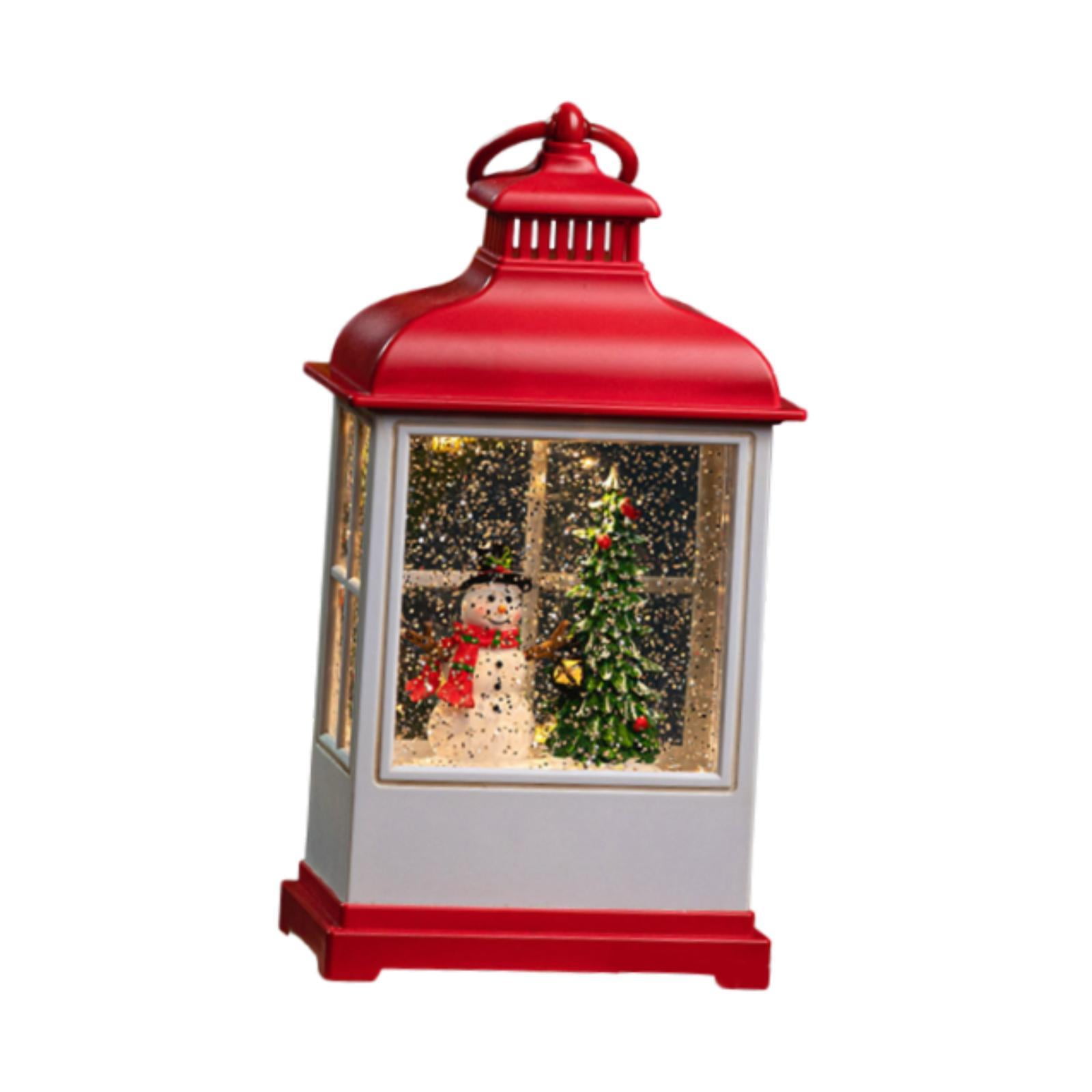 Almencla Christmas Music Snow Globe Lantern Musical Glittering Lantern ...
