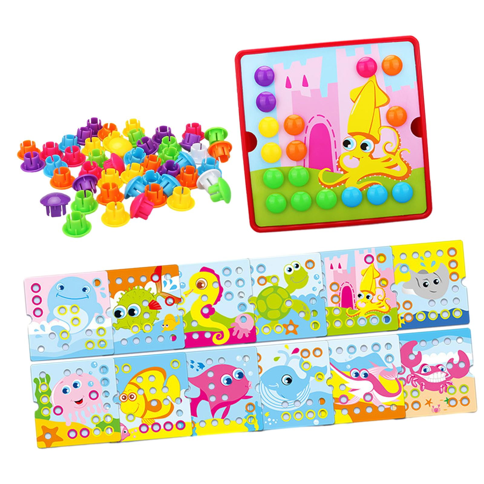 Almencla Color Matching Toy Mosaic Peg Boards Game Activities Crafts 46 ...