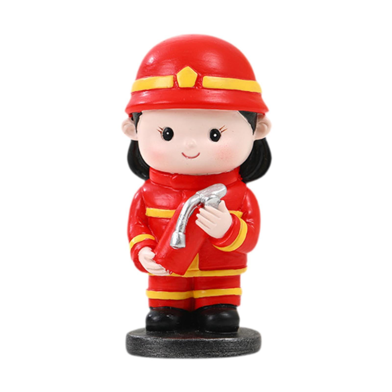Almencla Cute Fireman Figurine Cute Creative Lovely Fireman Doll Toy ...