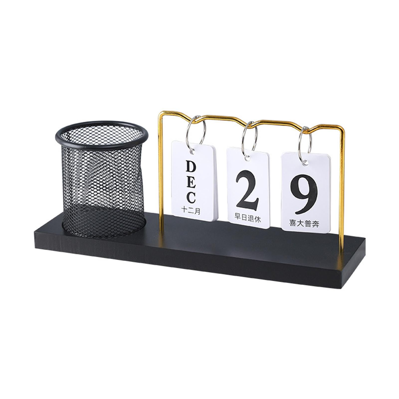 Almencla Desk Calendar with Pen Holder Daily Desktop Calendar for ...