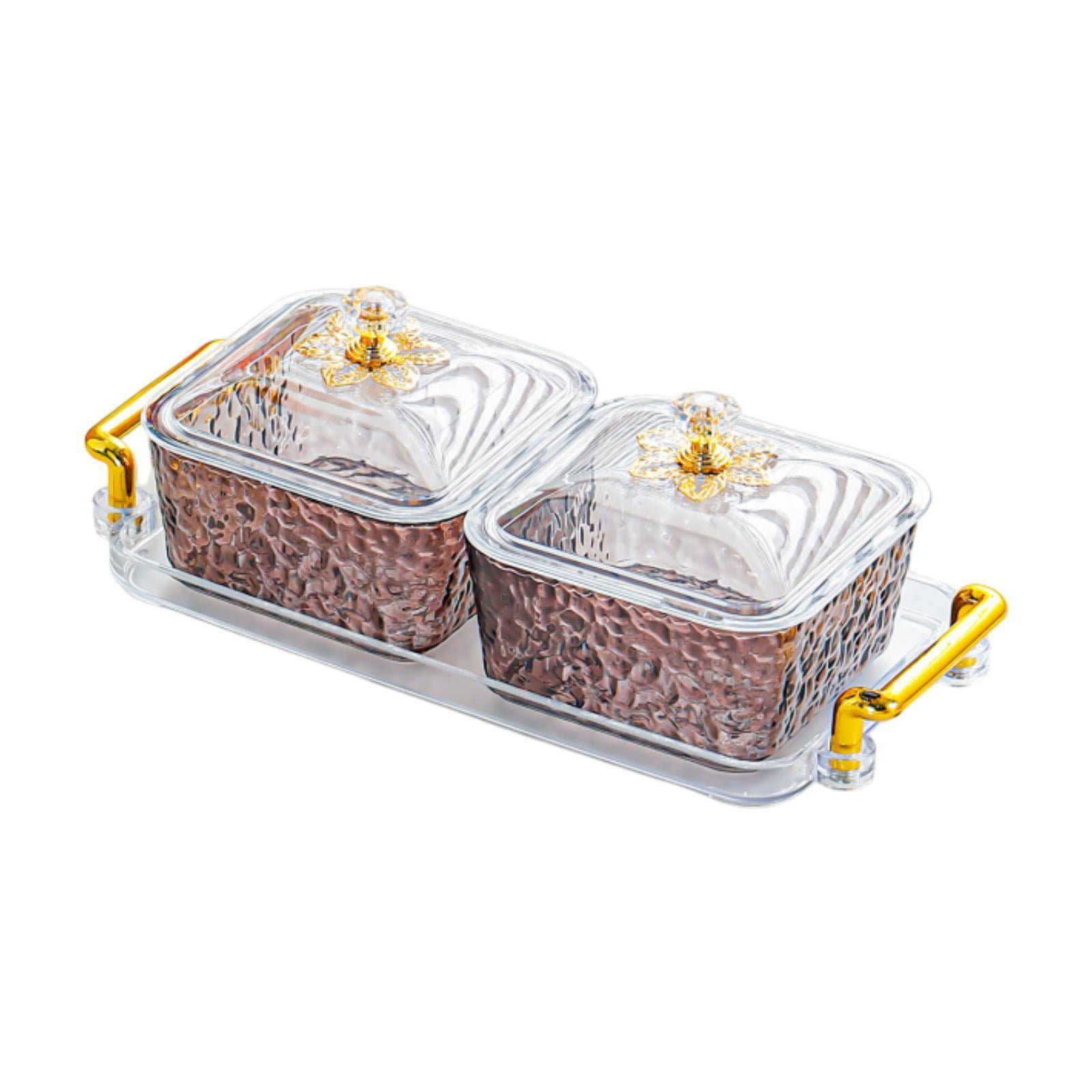 Almencla Dried Fruit Plate Set Candy Dish with Lids Divided Serving Platter, Spice Jars for ...