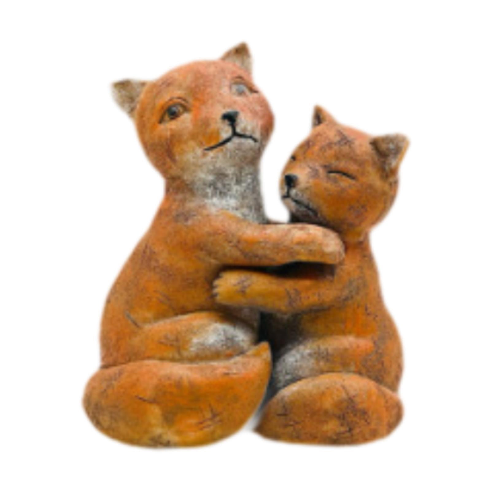 Almencla Foxes Statue Tabletop Centerpiece Simulation Collectible ...