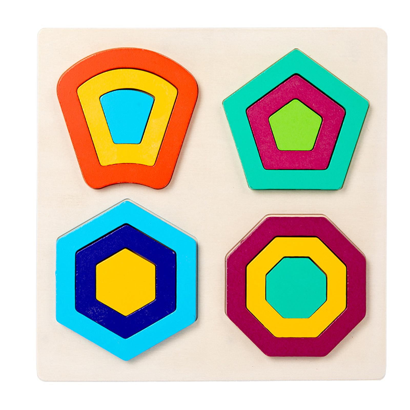 Almencla Montessori Geometric Shape Puzzle Educational Toy Shape Color ...