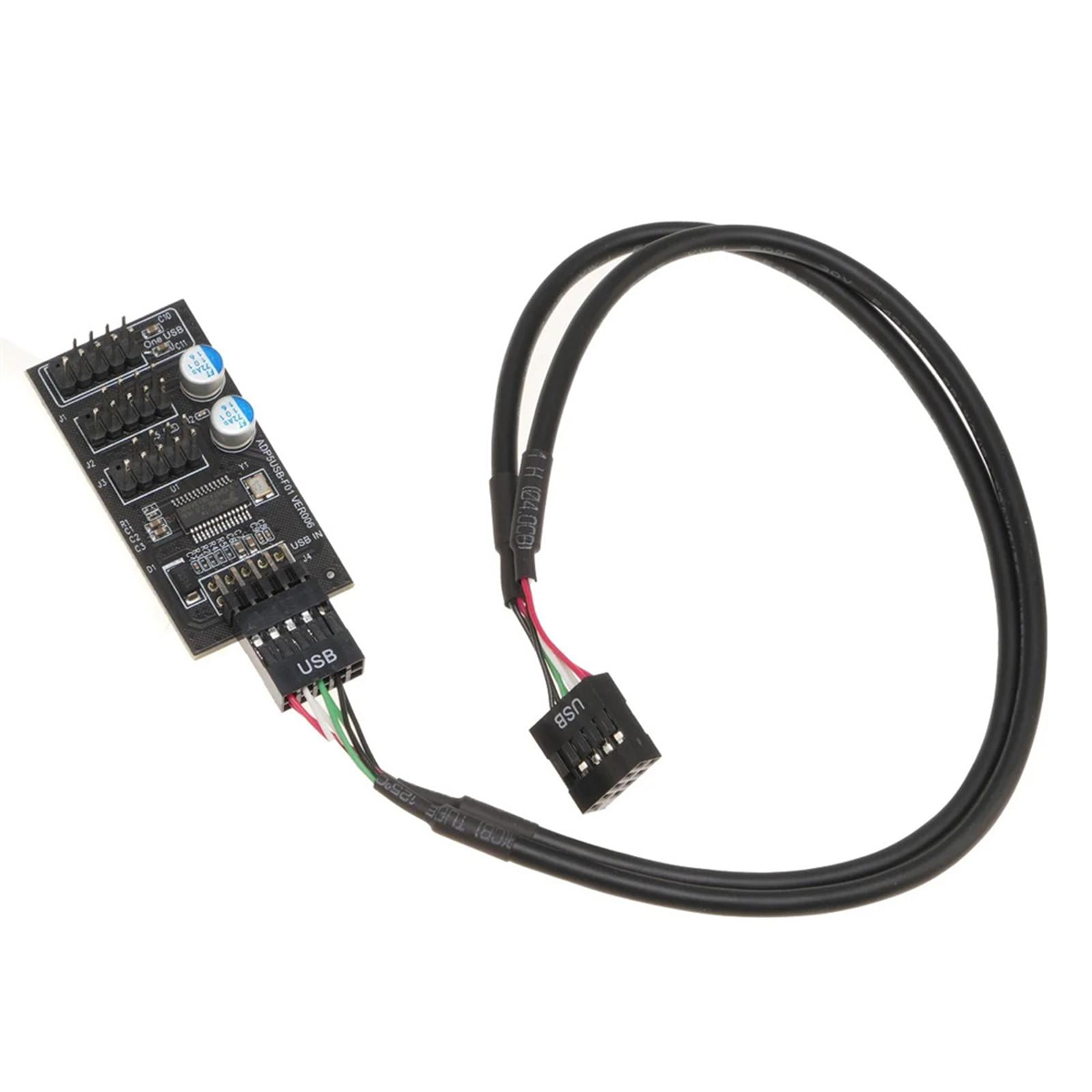 Almencla Motherboard USB 2.0 9Pin Header Extension Hub Fan Led ...