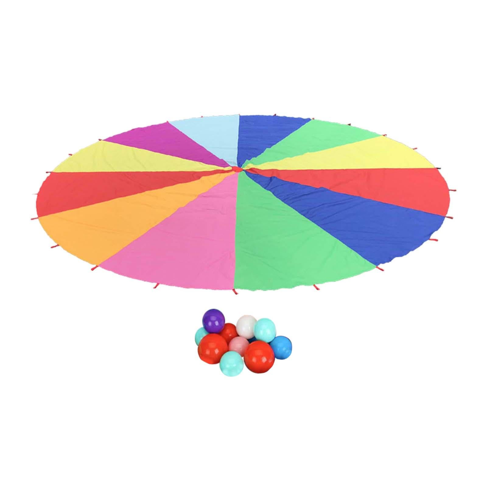 Almencla Parachute Rainbow Umbrella Beach Sensory Training Color Perception Hand Eye ...