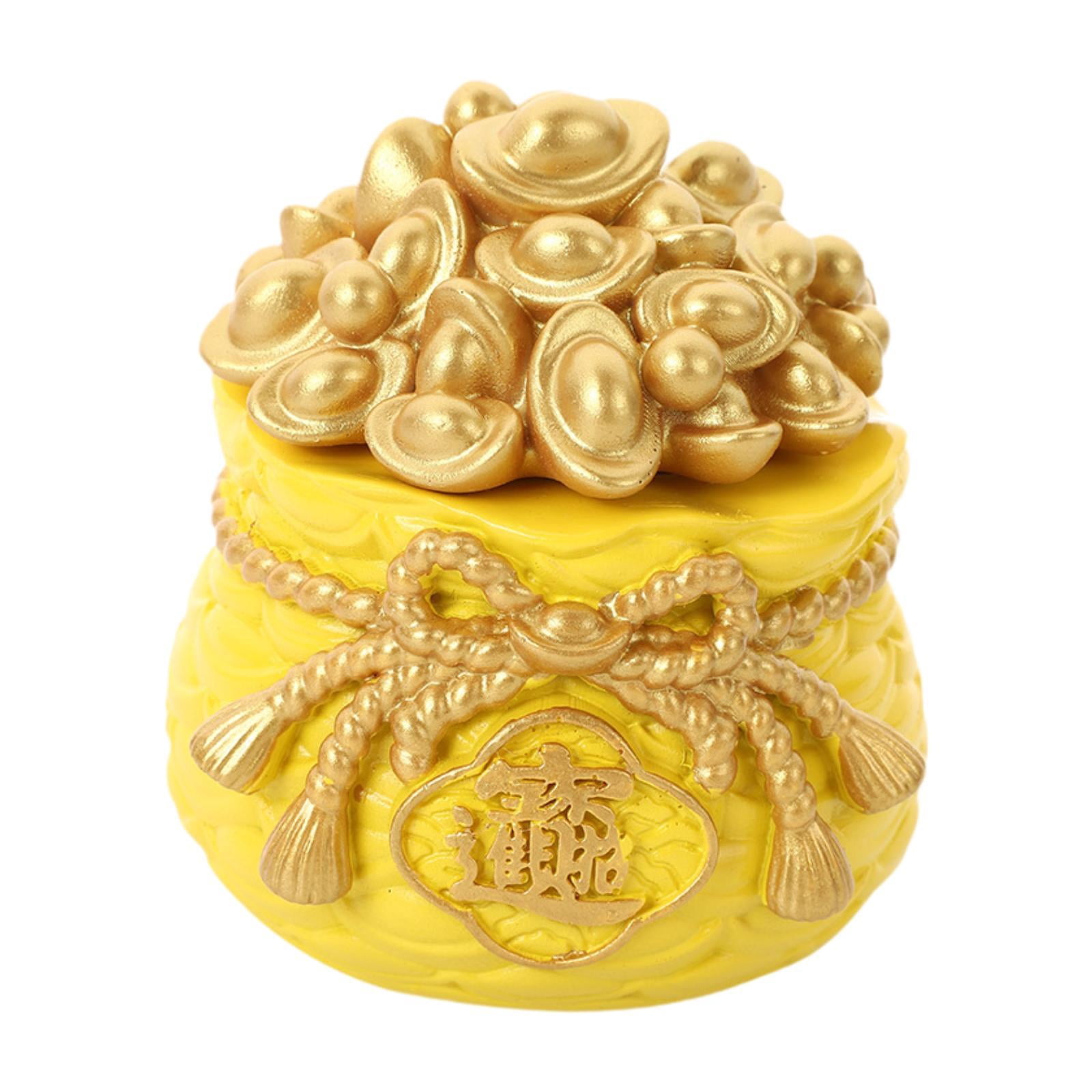 Almencla Resin Statue Figurine Desk Living Room Golden Ingot Treasure ...