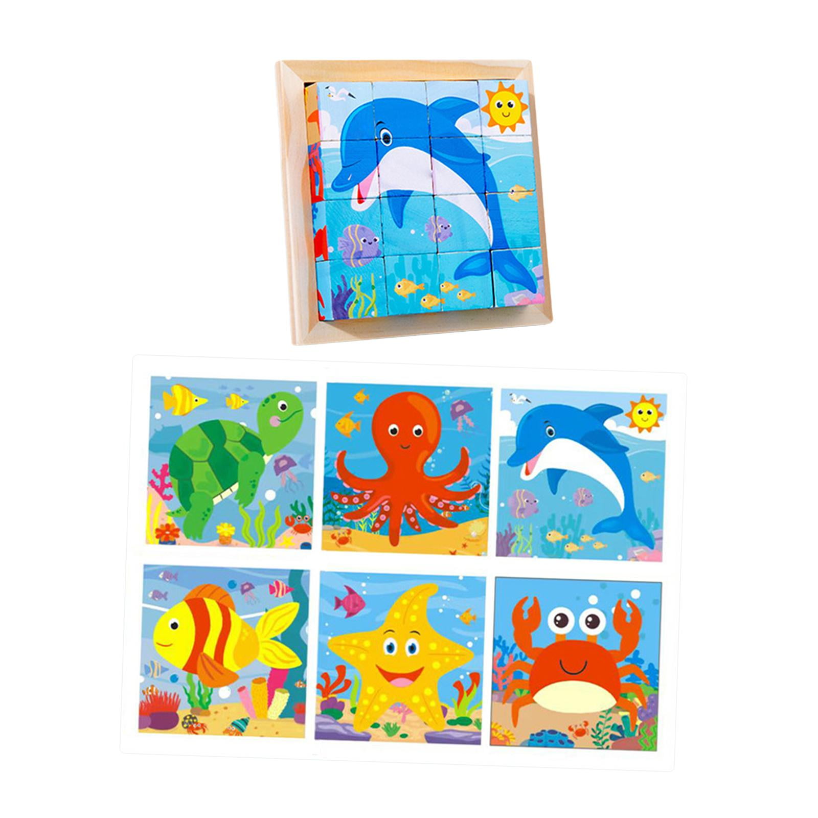 Almencla Six Sided Wooden Blocks Puzzles Gifts for Girls, Boys Kids ...