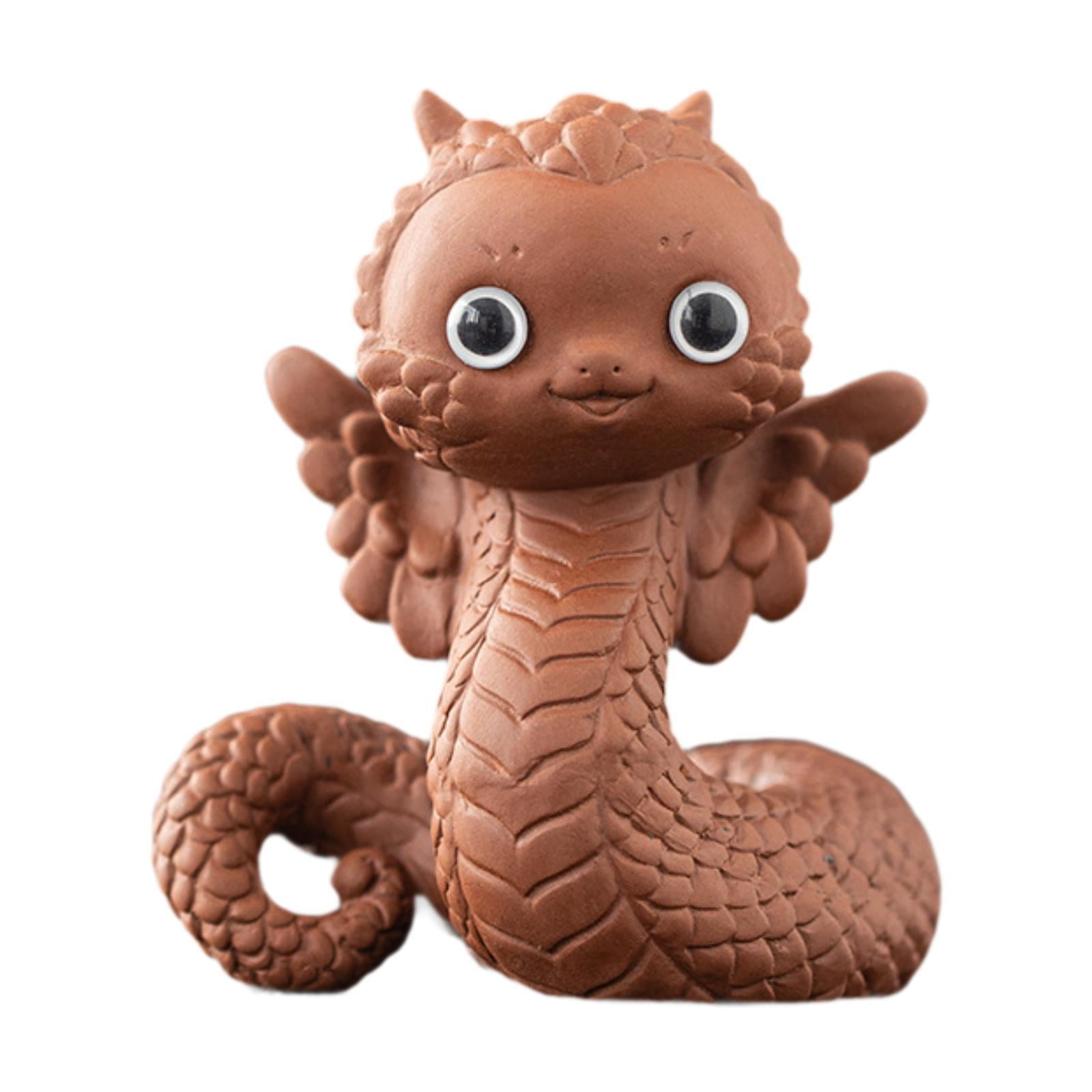 Almencla Snake Statue Collection Bookshelf Tea Pet for Living Room Tea ...