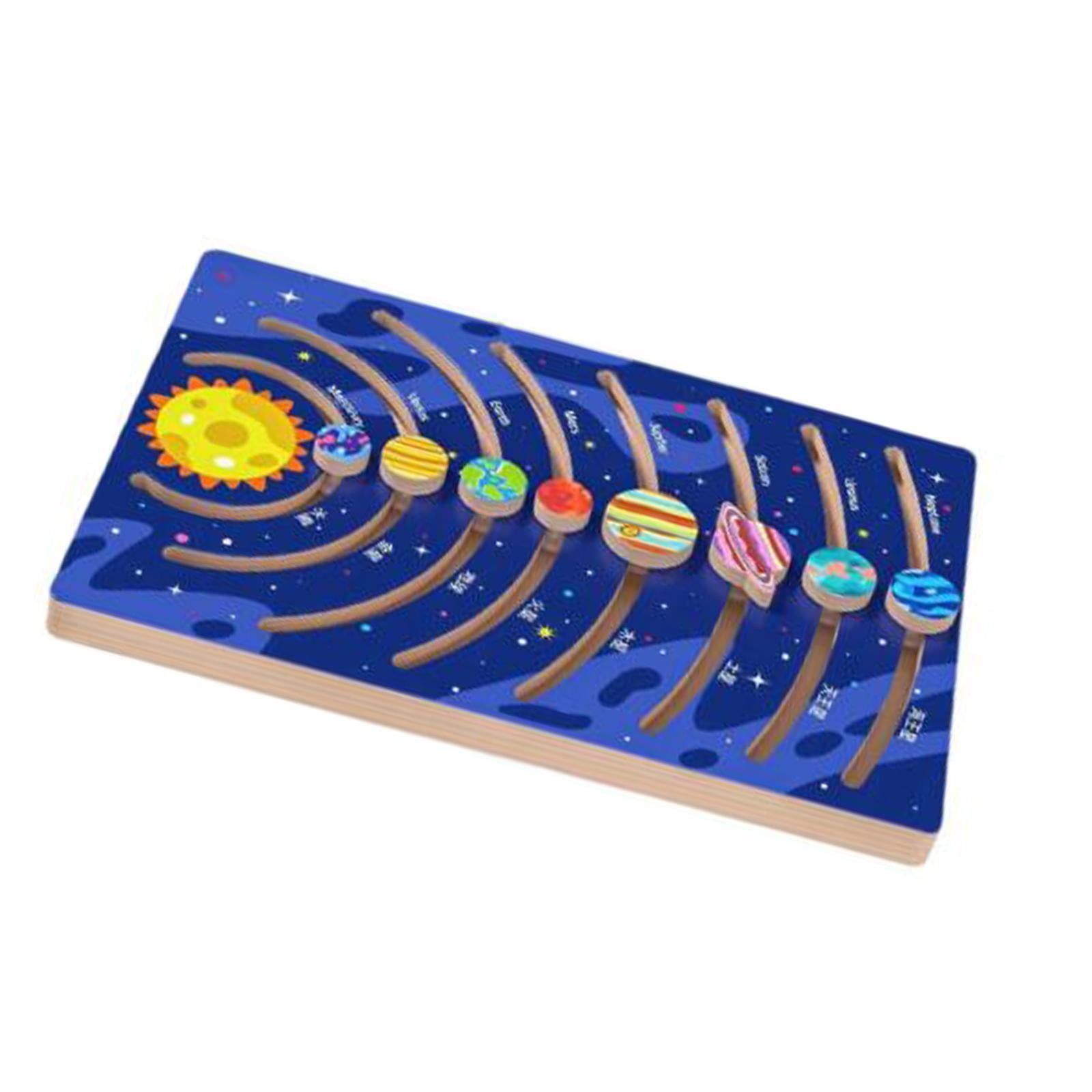 Almencla Solar System Board,Solar System Puzzle Education Toy,Wood ...