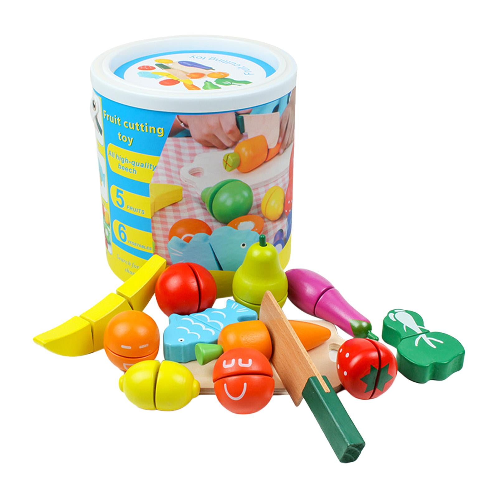 Almencla Toy Wooden Fruit Vegetable Cutting Toys, Role Playing Playset ...