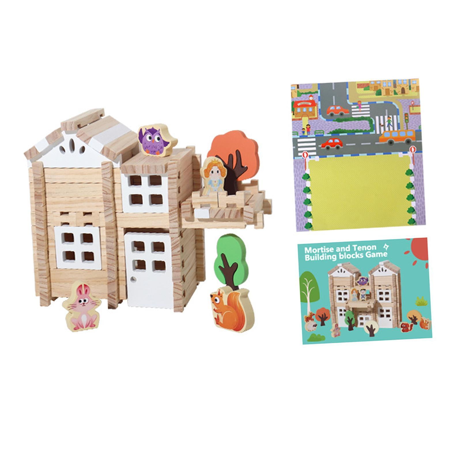 Almencla Wooden Building Blocks Set Stacking Block Toy 3D Puzzles Toy ...